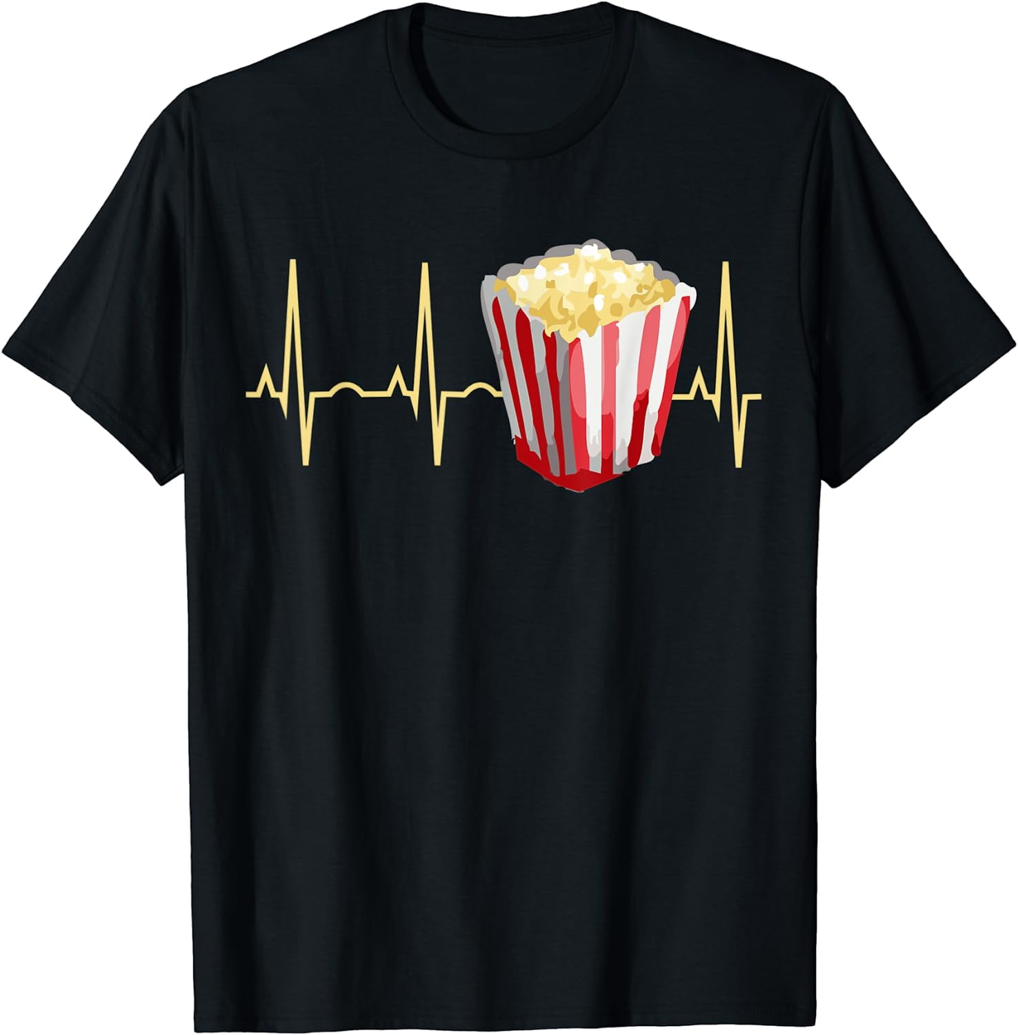 Popcorn Shirt - Popcorn Lover T-Shirt Popcorn Heartbeat Tee T-Shirt ...