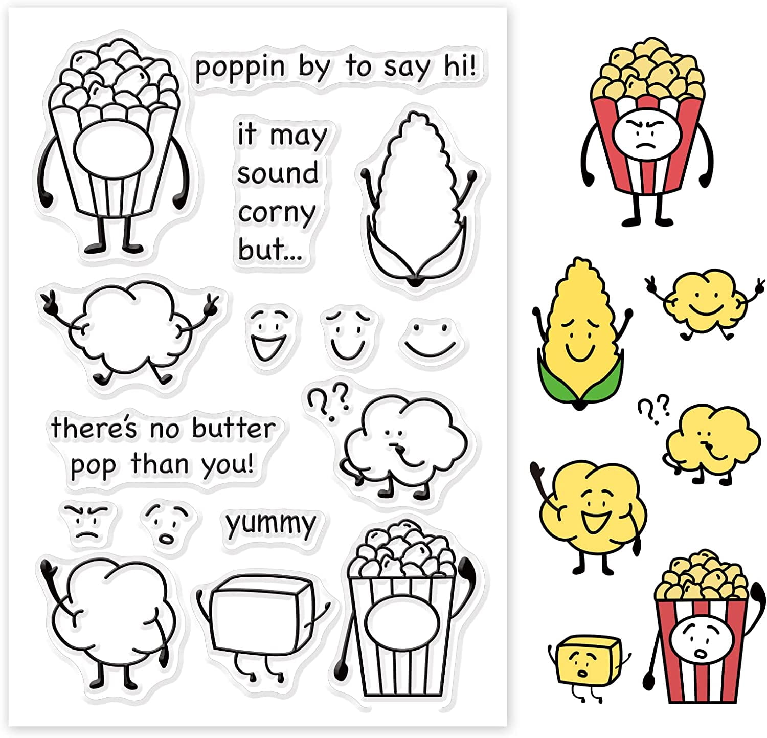 Popcorn Silicone Clear Stamps Transparent Stamps for Birthday Valentine ...