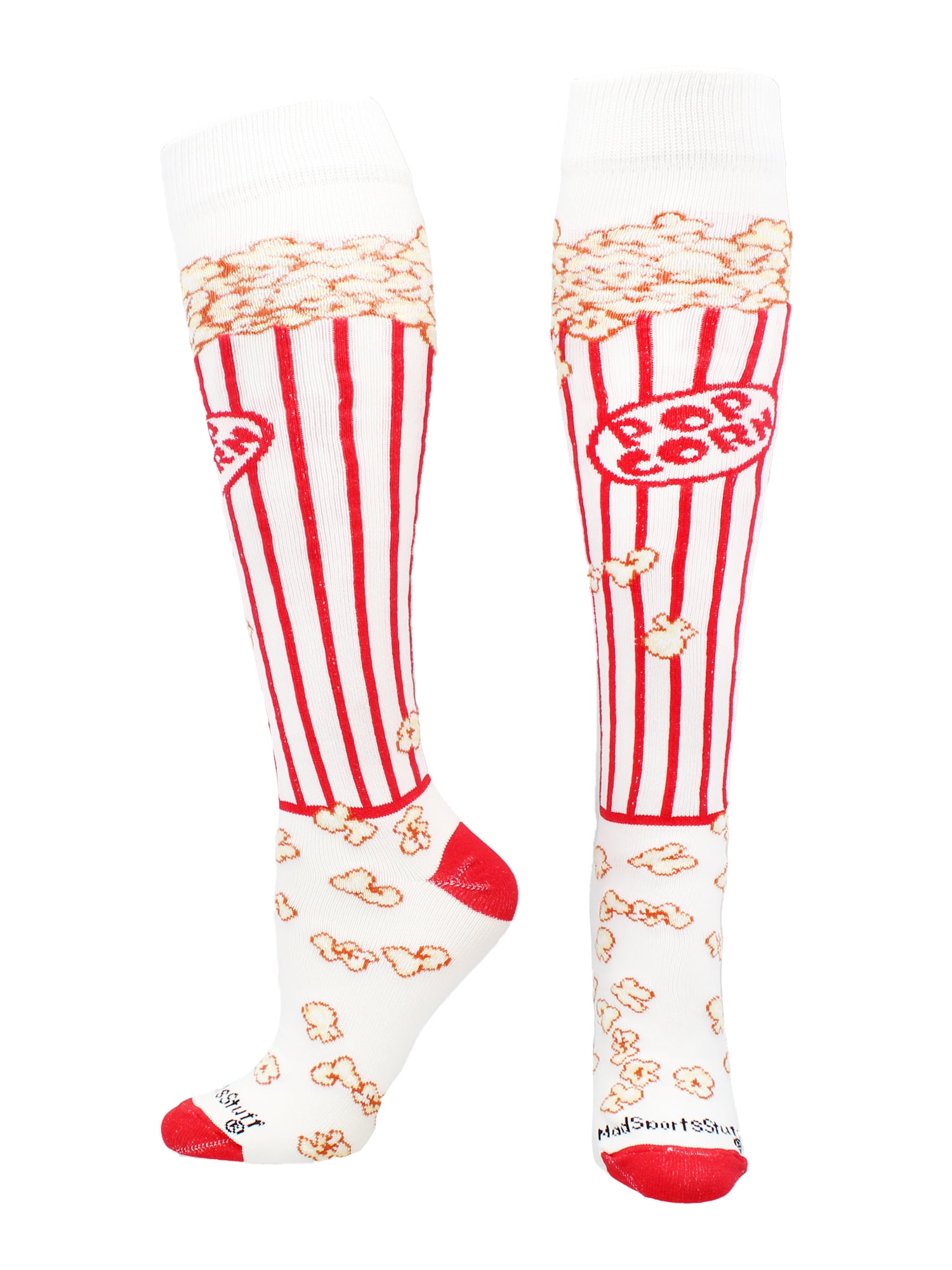 Popcorn Socks Over the Calf Length (White/Scarlet, Small) - Walmart.com
