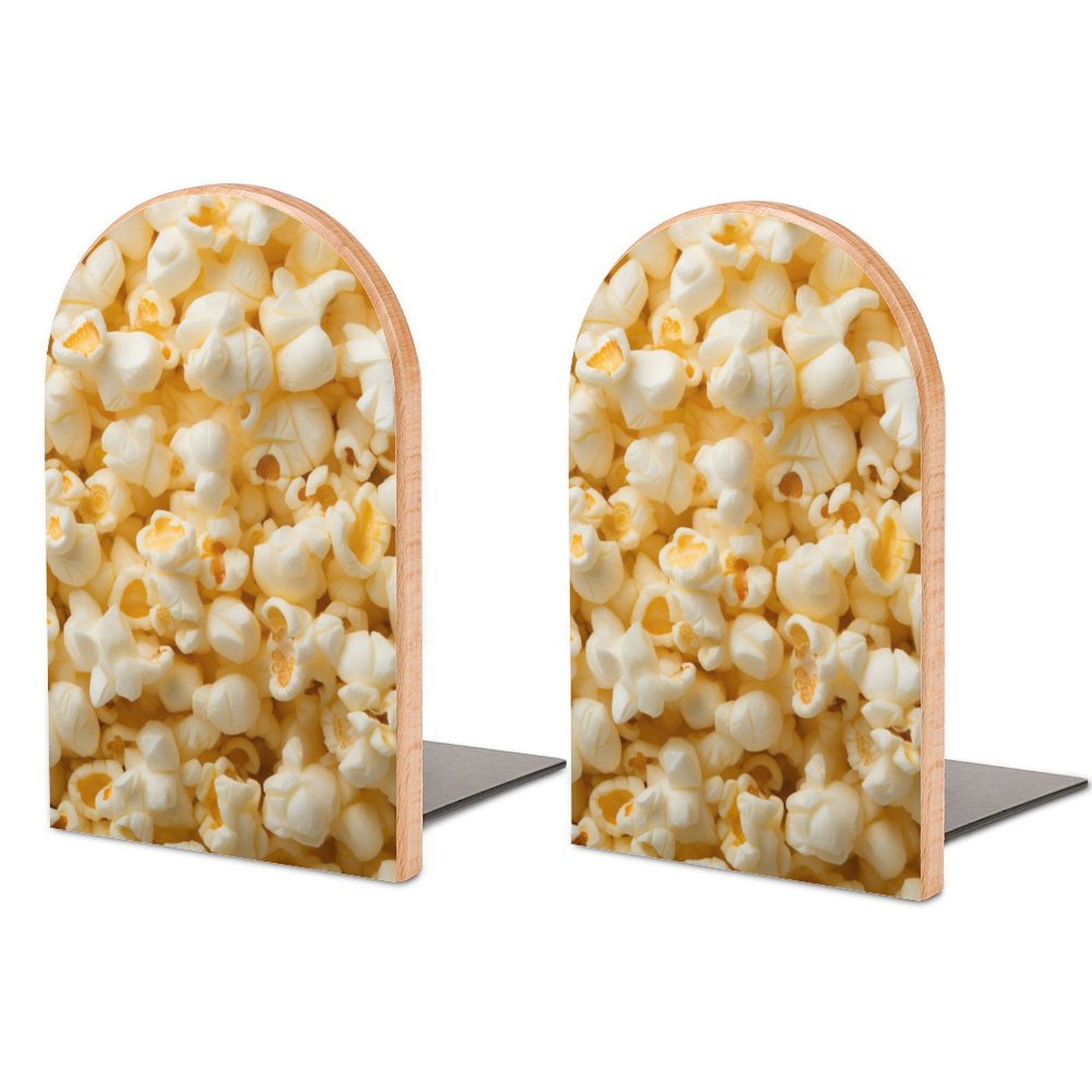 Popcorn Wood Book Ends for Shelves Non-Skid Book Holders Heavy Duty ...