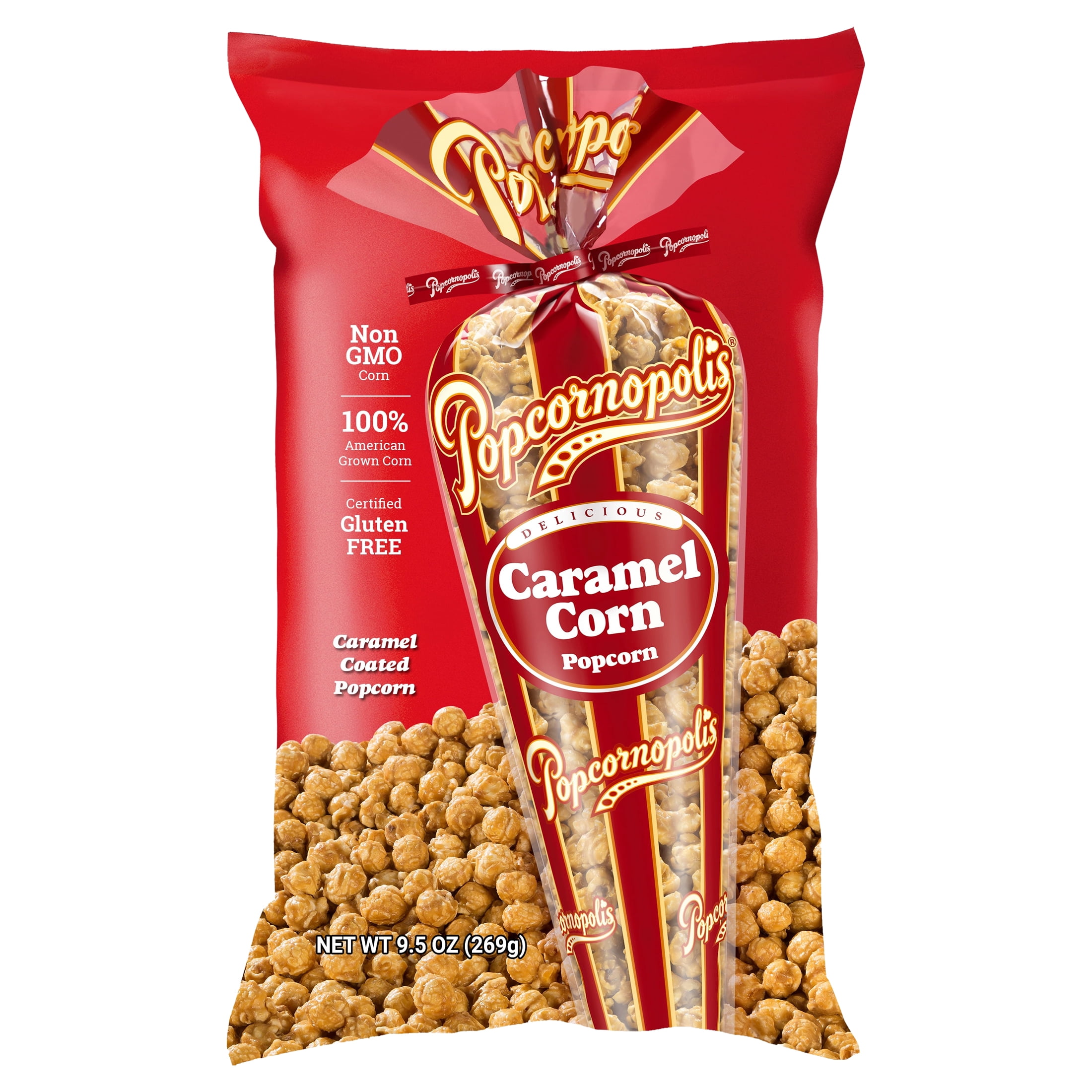 Popcornopolis, Caramel Corn Popcorn, 9.5 Oz Bag, Gluten-Free Non-GMO ...