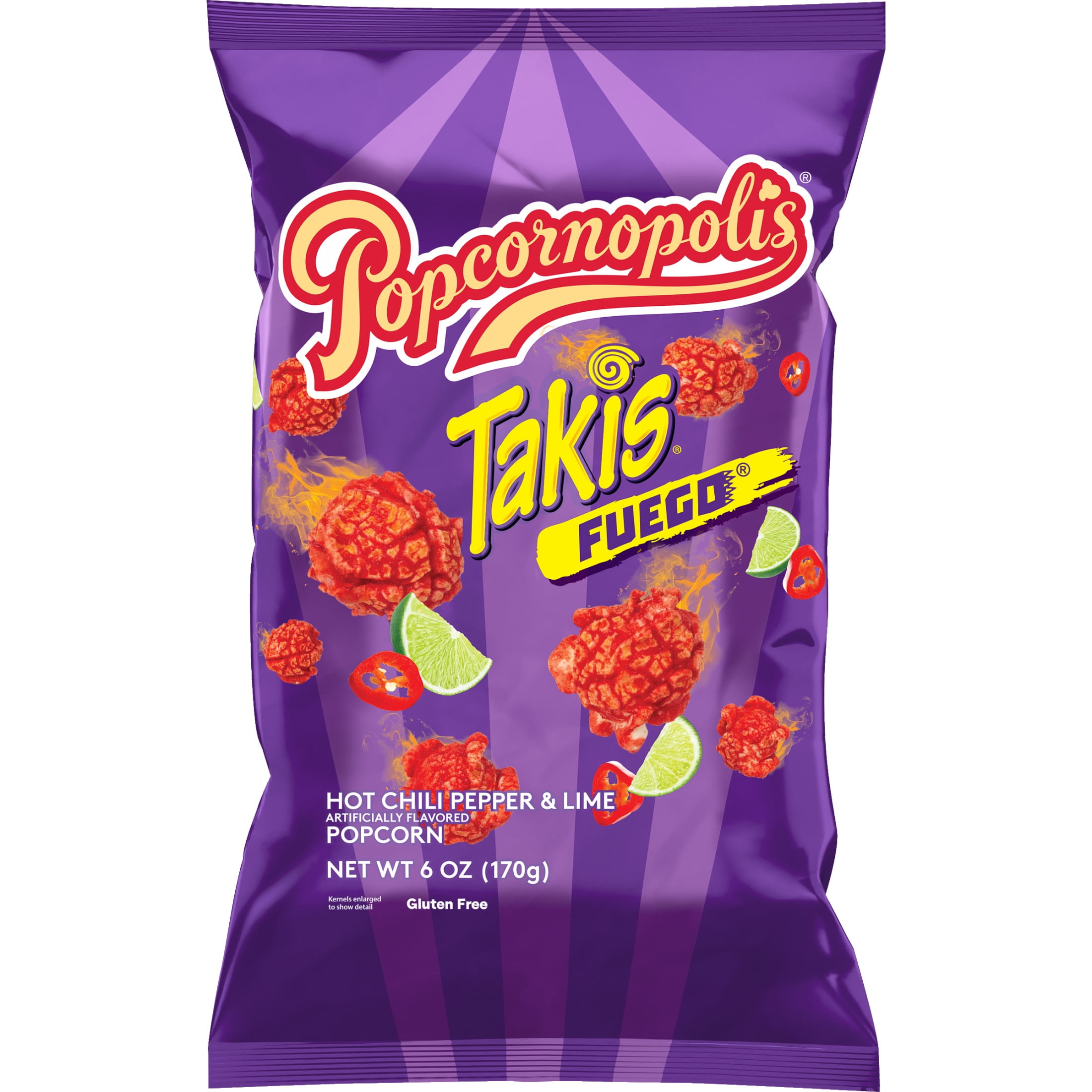 Popcornopolis Fuego Takis 6 oz Bag, Hot Chili Pepper & Lime Popcorn - Walmart.com