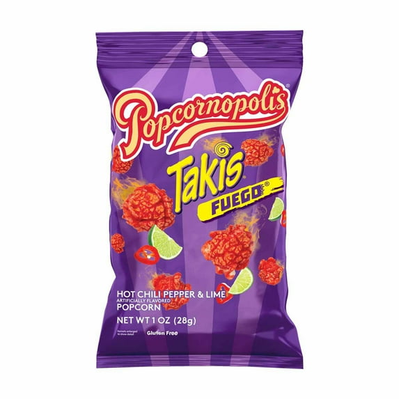 Popcornopolis Fuego Takis, Hot Chili Pepper & Lime Popcorn, 1 oz ...