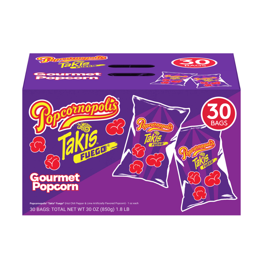 Popcornopolis Takis Fuego Gourmet Popcorn, 30 Count, 1 oz Single-Serve ...