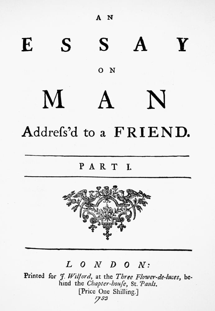 Pope An Essay On Man 1733. Ntitle Page Of The First Edition Of ...