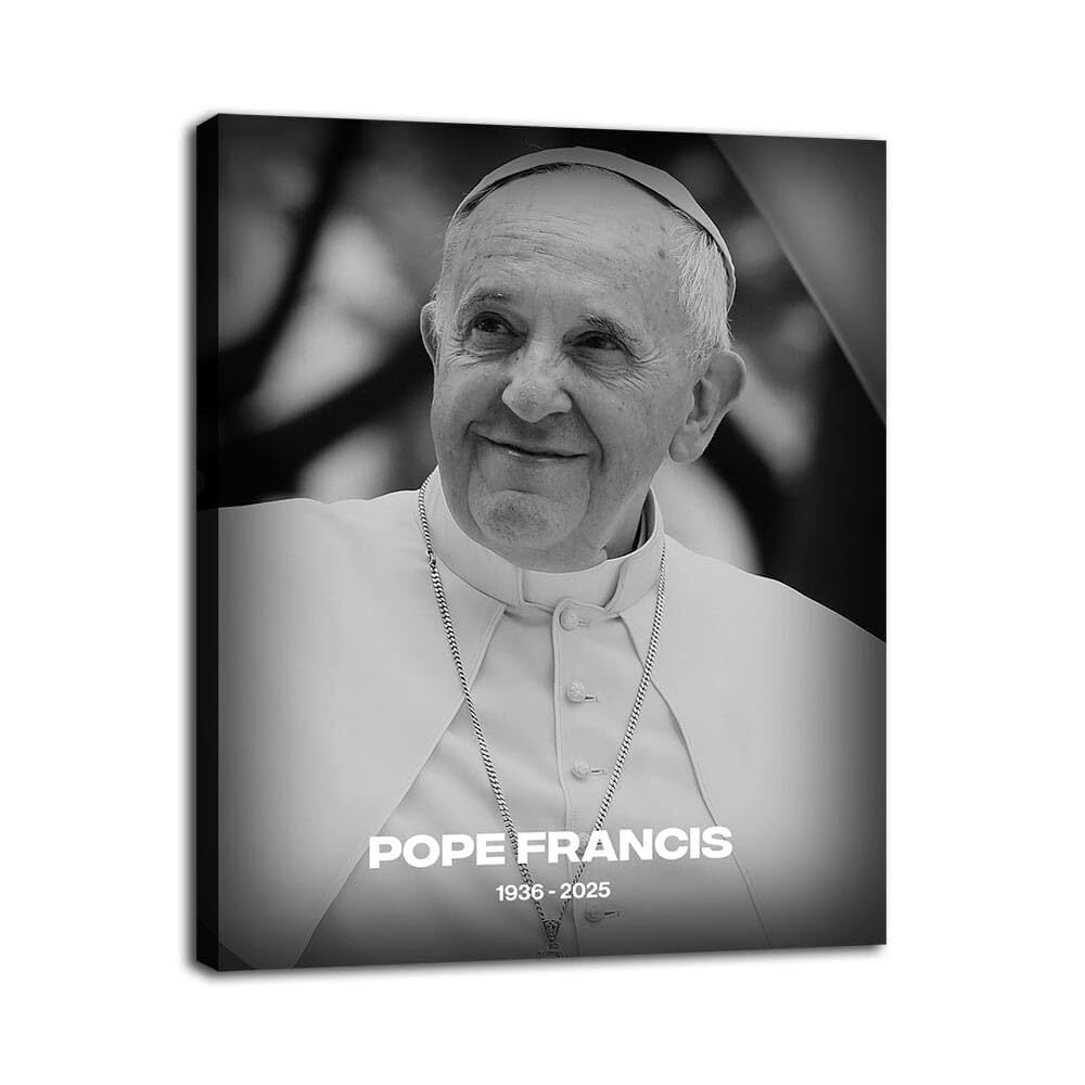 Pope Francis Black and White Poster Canvas Wall Art Memorial Print ...