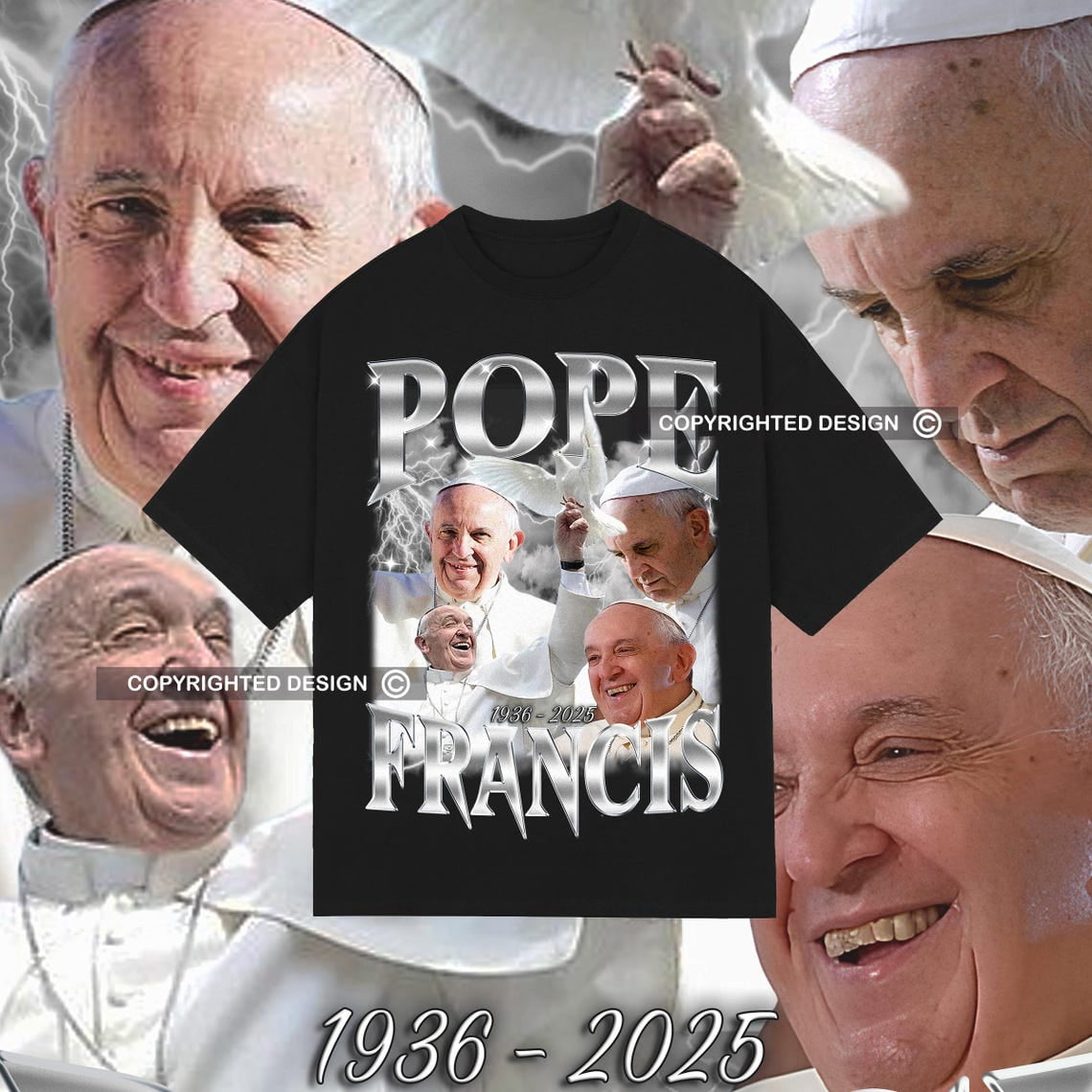 Pope Francis Limited Vintage Unisex T-Shirt, Commemorative Rip Tee ...