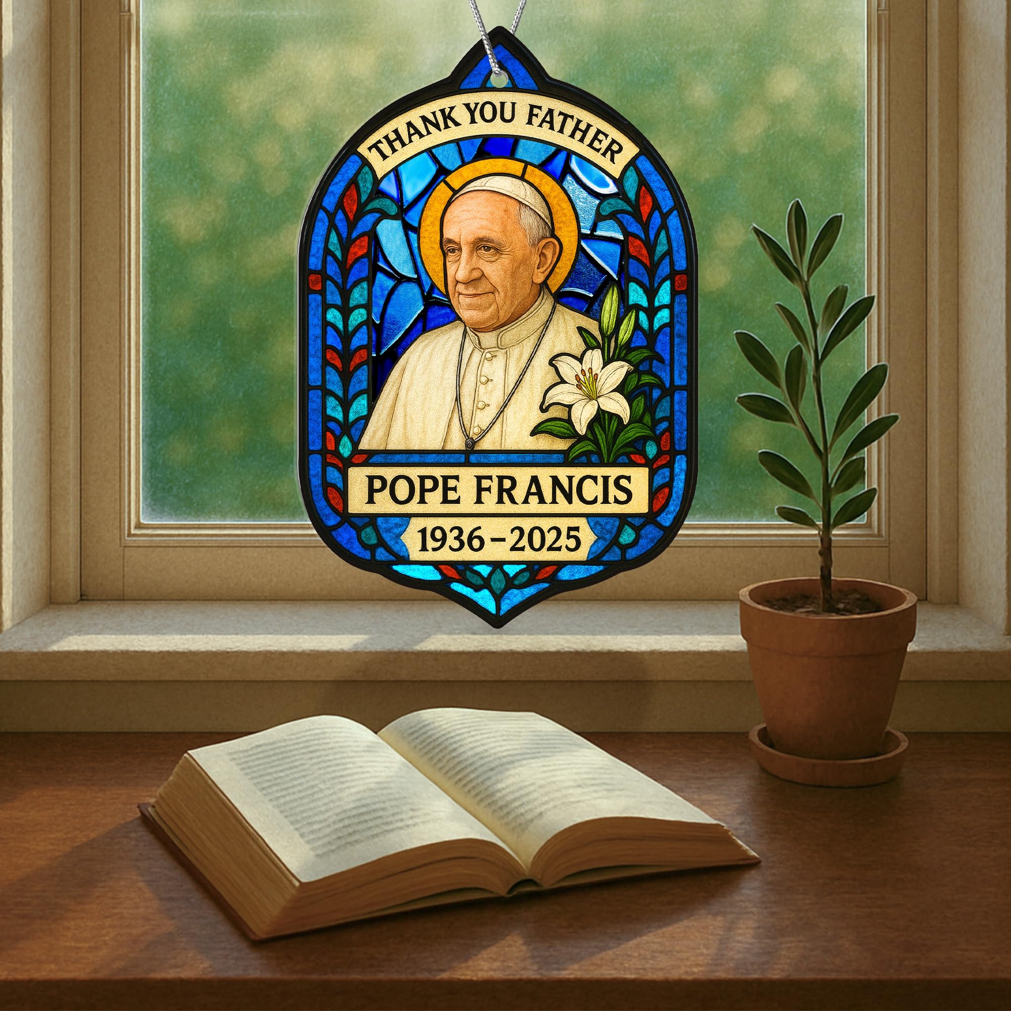Pope Francis Memorial Acrylic Suncatcher Ornament, Thank You Father ...