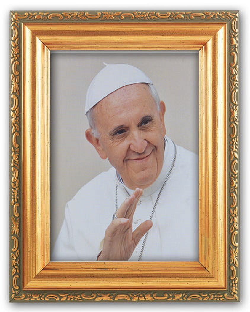 Pope Francis Picture Framed Wall Art Decor Small, Antique Gold-Leaf ...