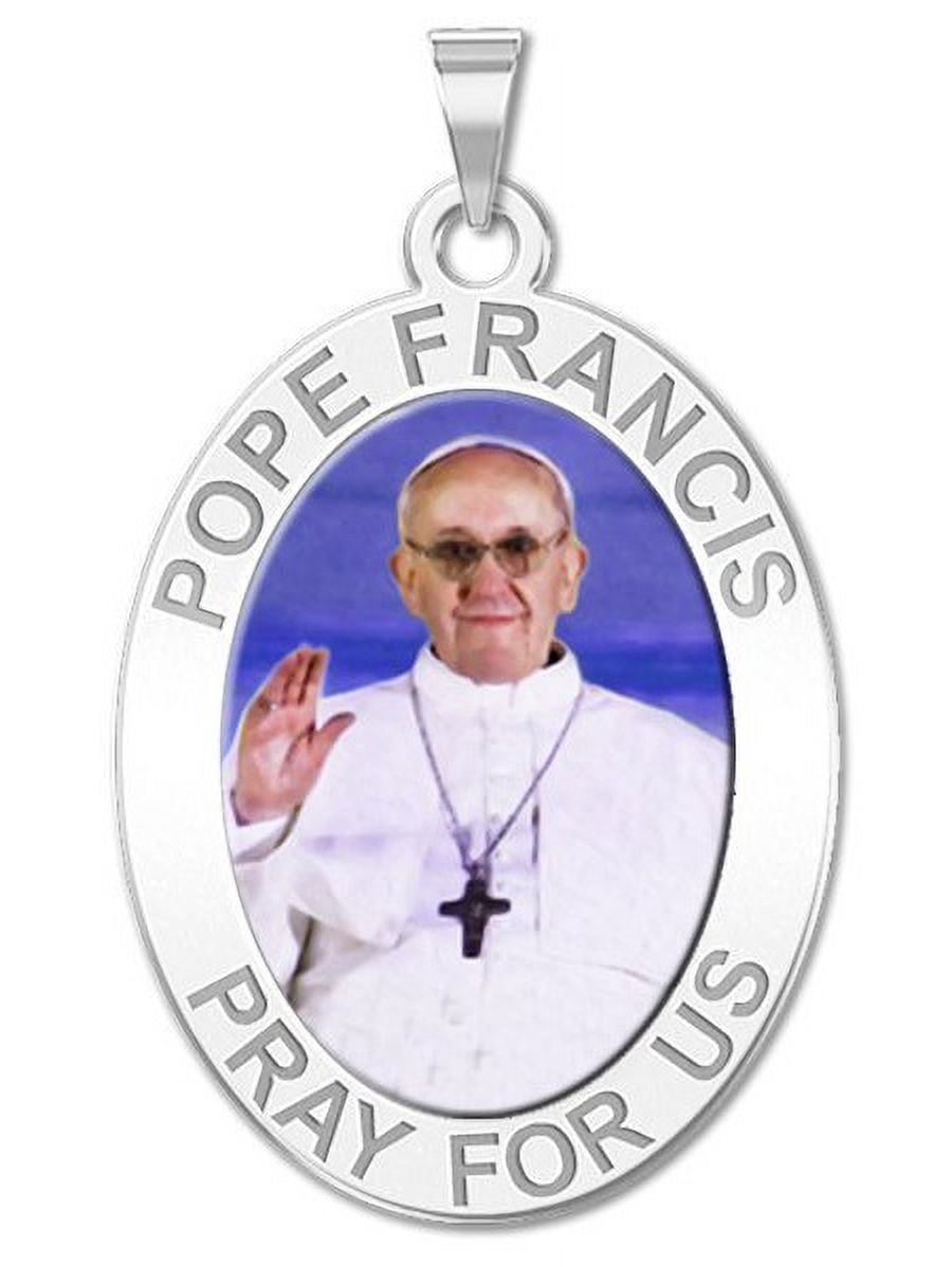 Pope Francis Religious Medal Oval Color Engraved - 1/2 in x 2/3 in ...
