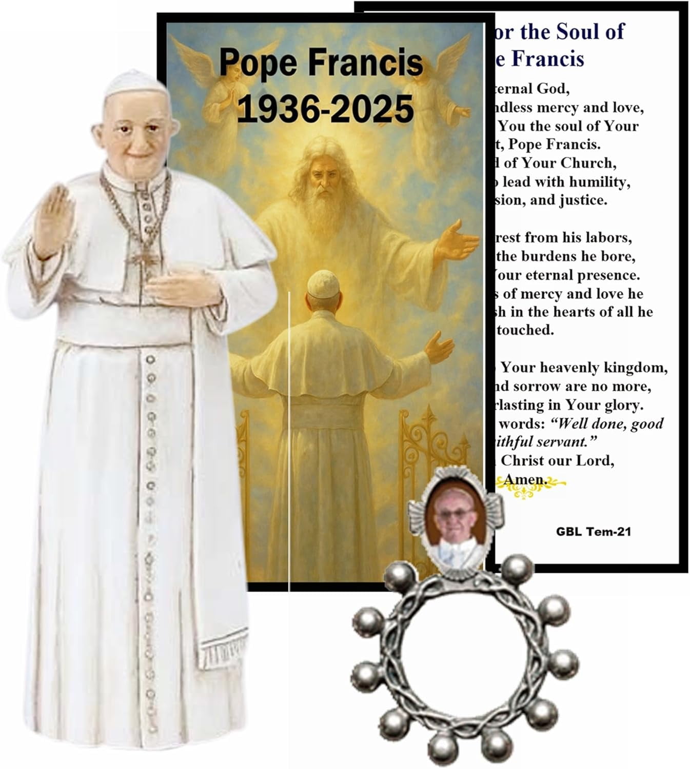 Pope Francis The Pope of The People Statue Includes Finger Rosary Ring ...