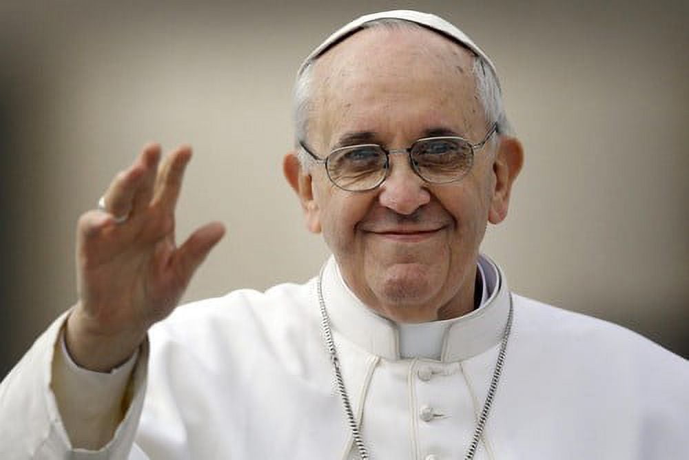 Pope Francis in white robes waving Roman Catholic 24x36 Poster ...