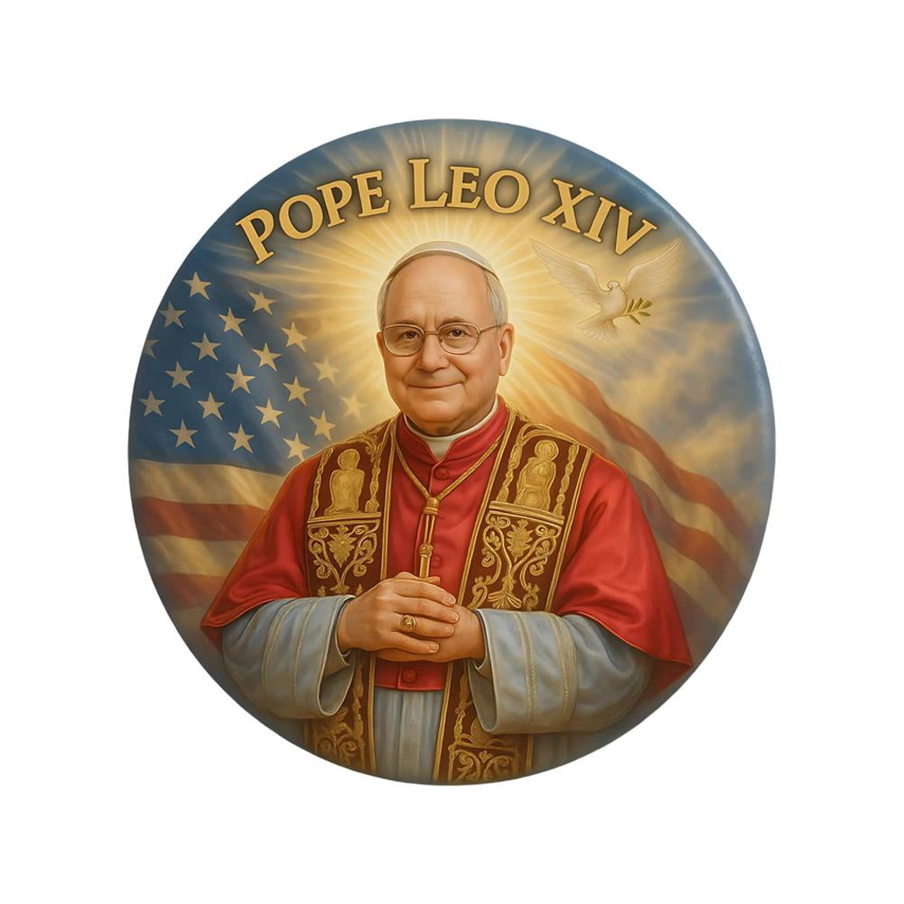 Pope Leo XIV 14th Divine Portrait Magnet, Round Religious Keepsake with ...