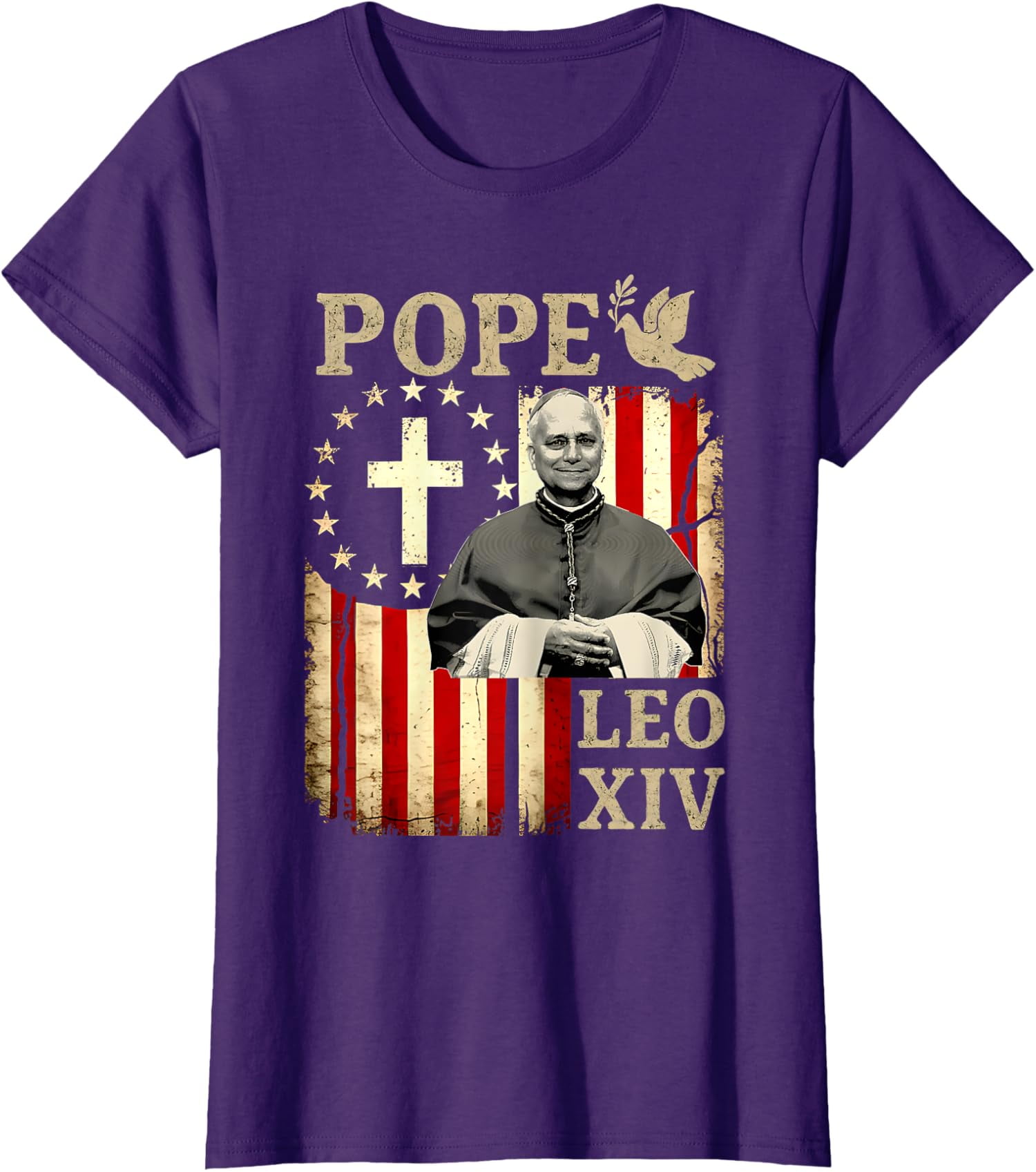 Pope Leo XIV Cardinal Design – Patriotic American Flag with Dove, Cross ...