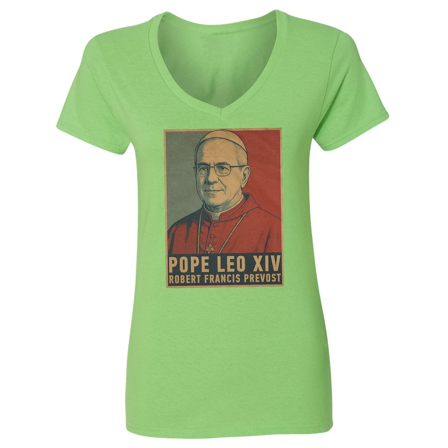 Pope Leo XIV Cardinal Robert Prevost New Pope Ladies' V-Neck Tshirt ...