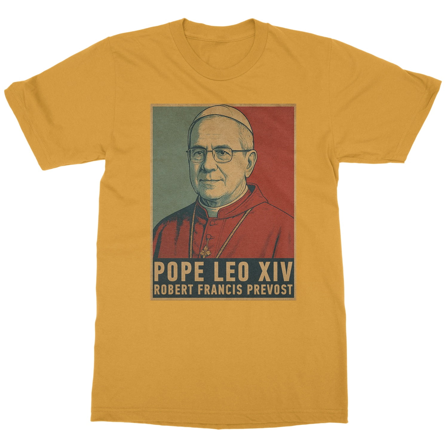 Pope Leo XIV Cardinal Robert Prevost New Pope Unisex T-Shirt (Gold, 5X ...