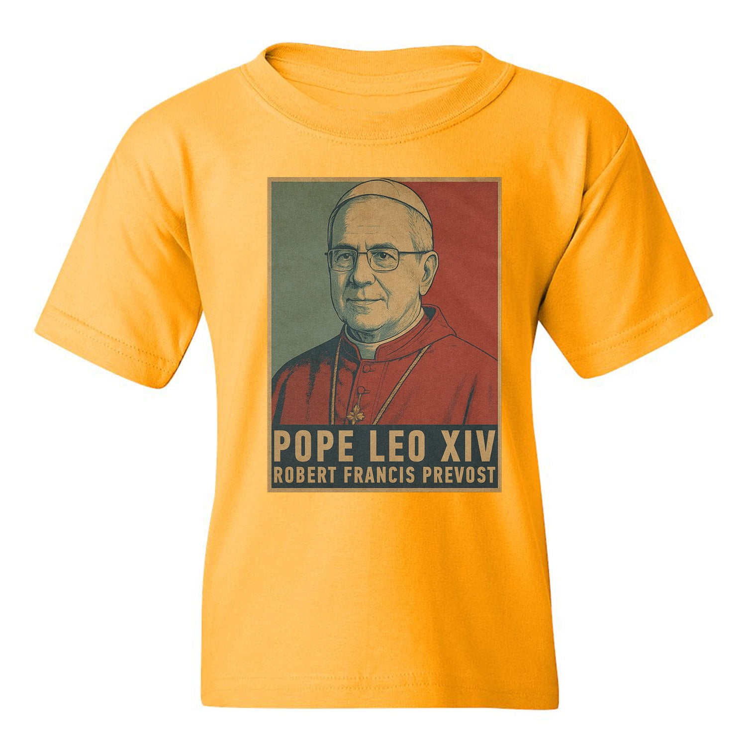 Pope Leo XIV Cardinal Robert Prevost New Pope Youth Unisex T-shirt (Gold, Youth Large) - Walmart.com