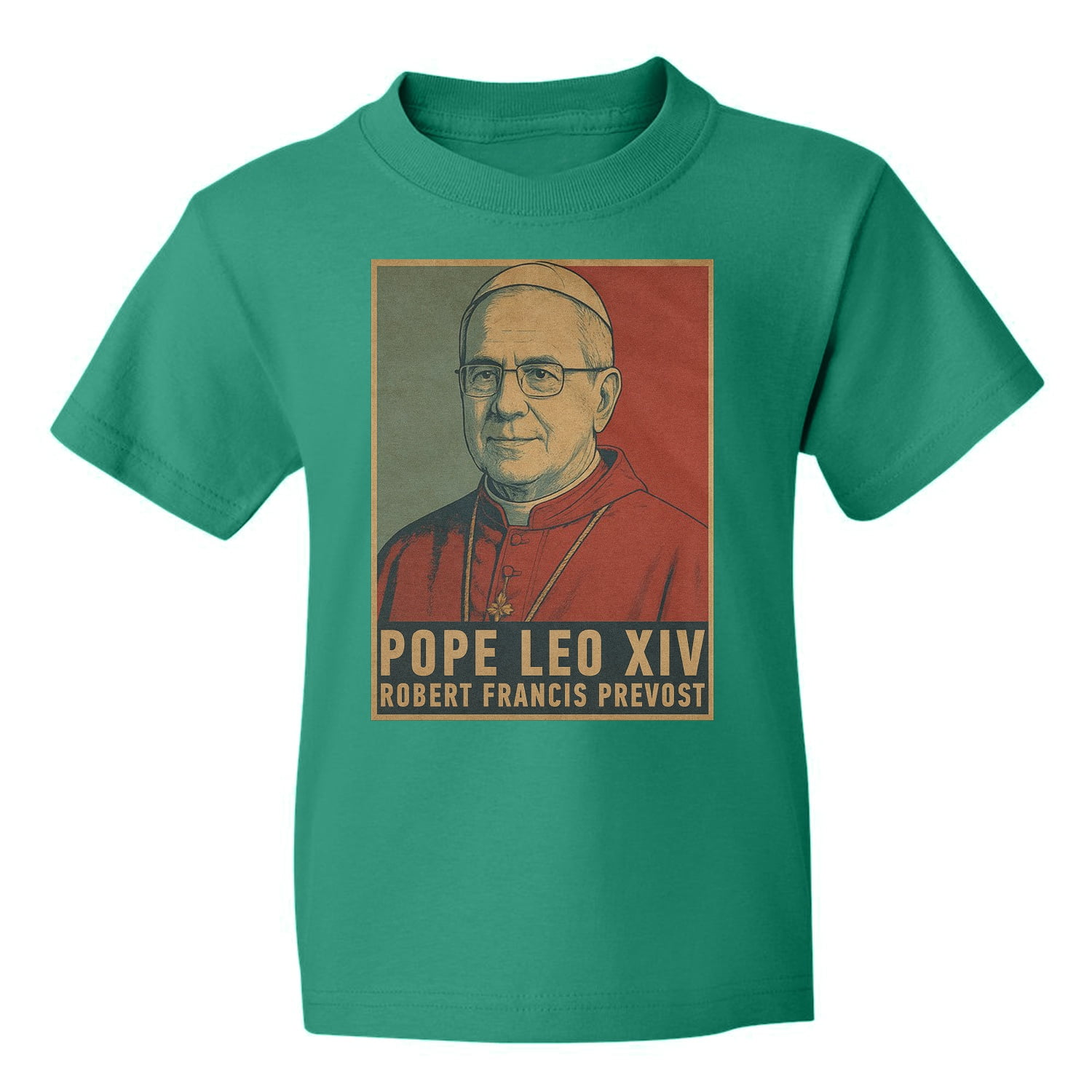 Pope Leo XIV Cardinal Robert Prevost New Pope Youth Unisex T-shirt (Green, Youth Large ...