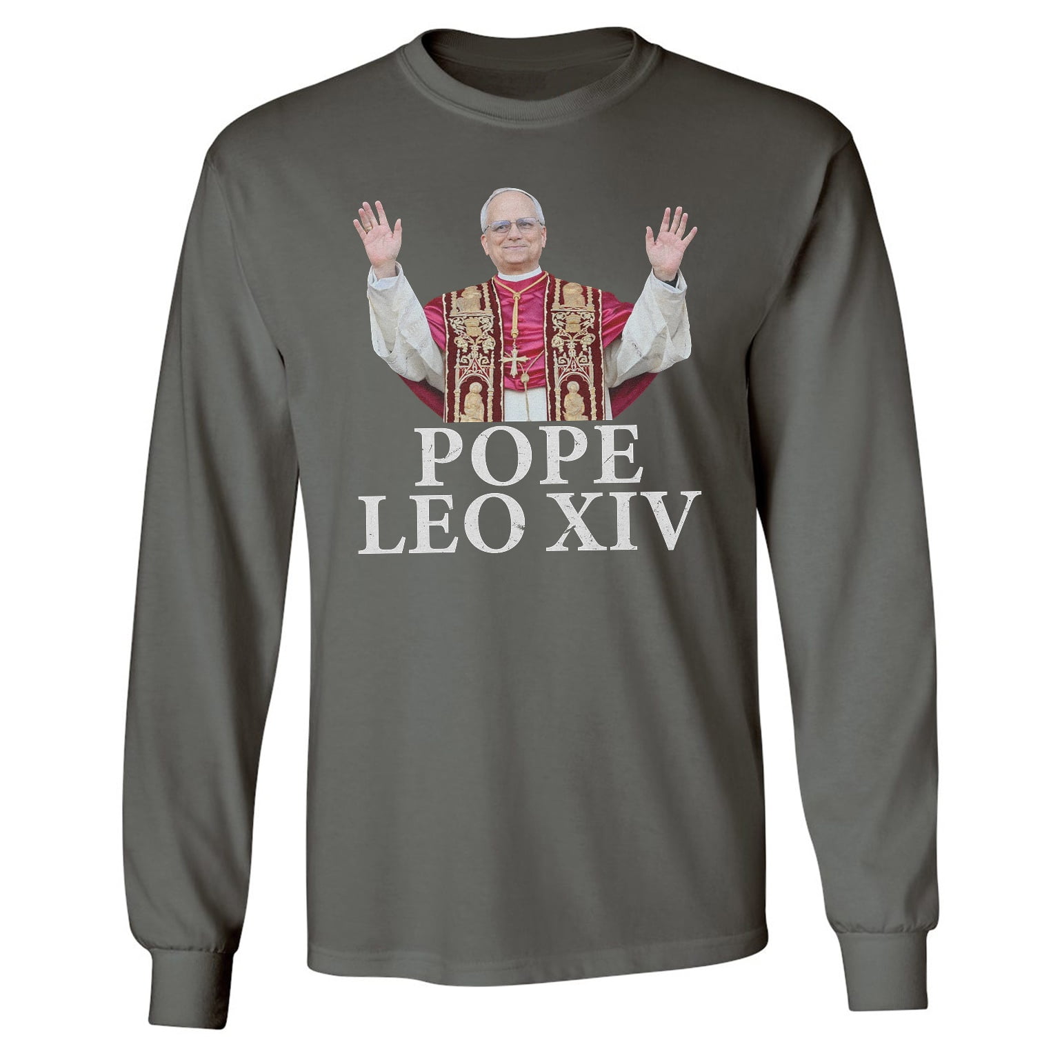 Pope Leo XIV Catholic New Pope American Cardinal Long Sleeve T-Shirt (Gray, X-Large) - Walmart.com
