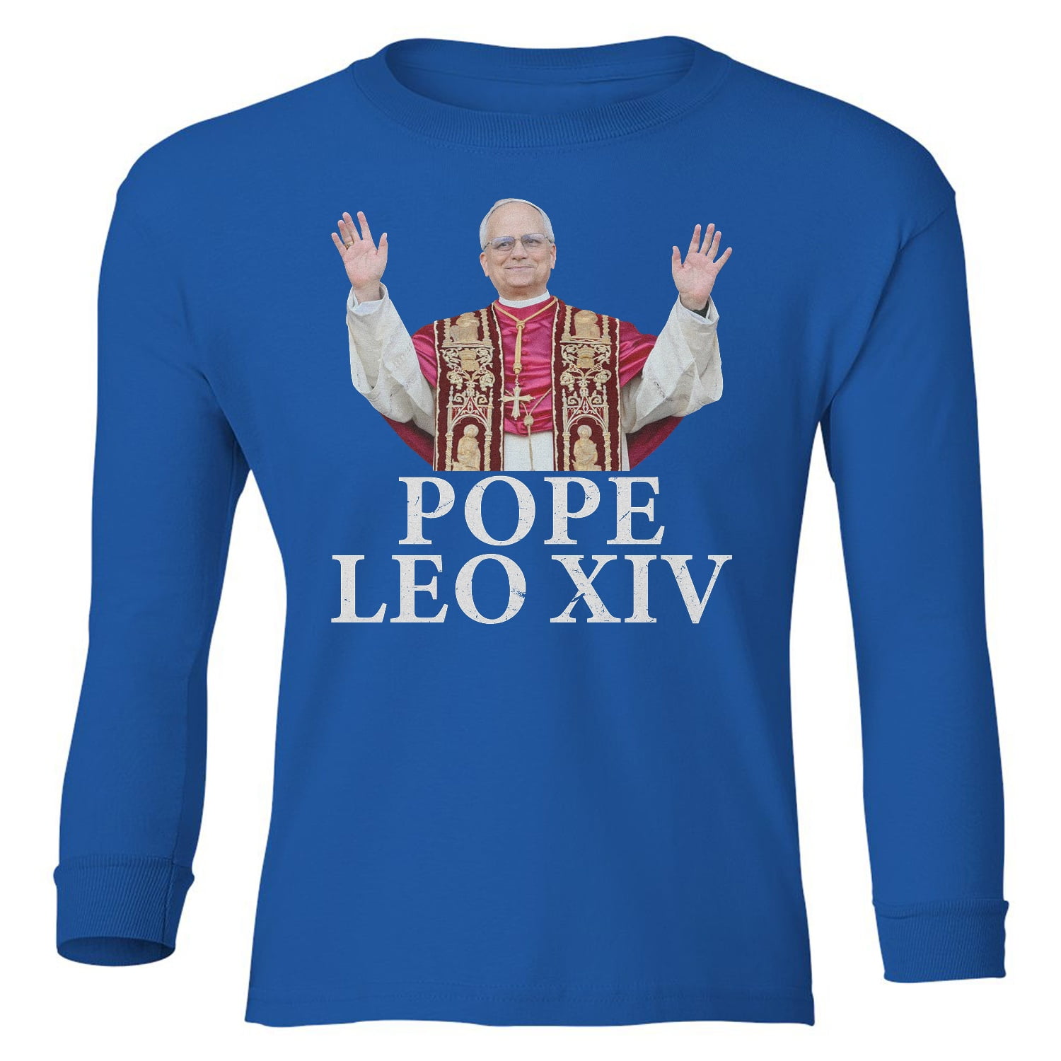 Pope Leo XIV Catholic New Pope American Cardinal Youth Long Sleeve T-Shirt (Royal, Youth Large ...