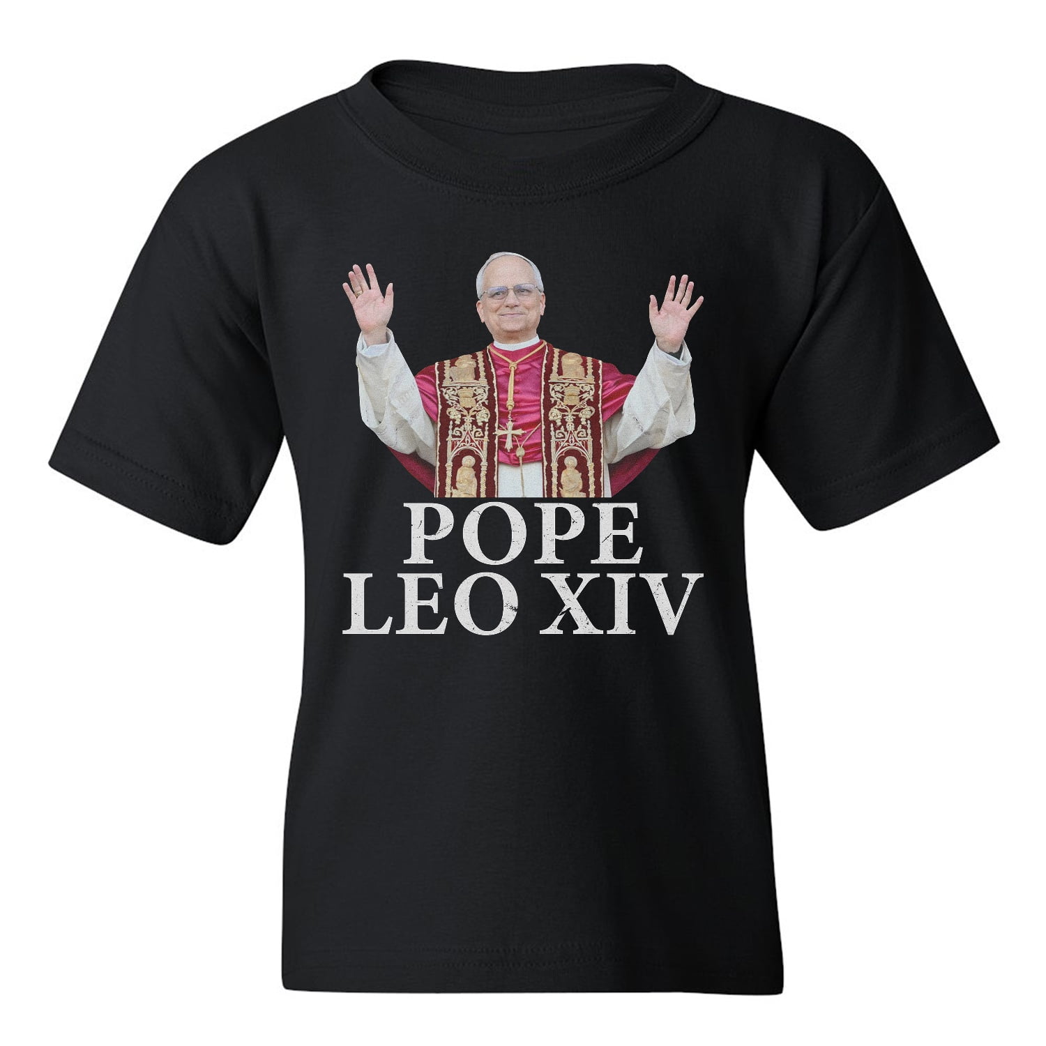 Pope Leo XIV Catholic New Pope American Cardinal Youth Unisex T-shirt (Black, Youth Medium ...