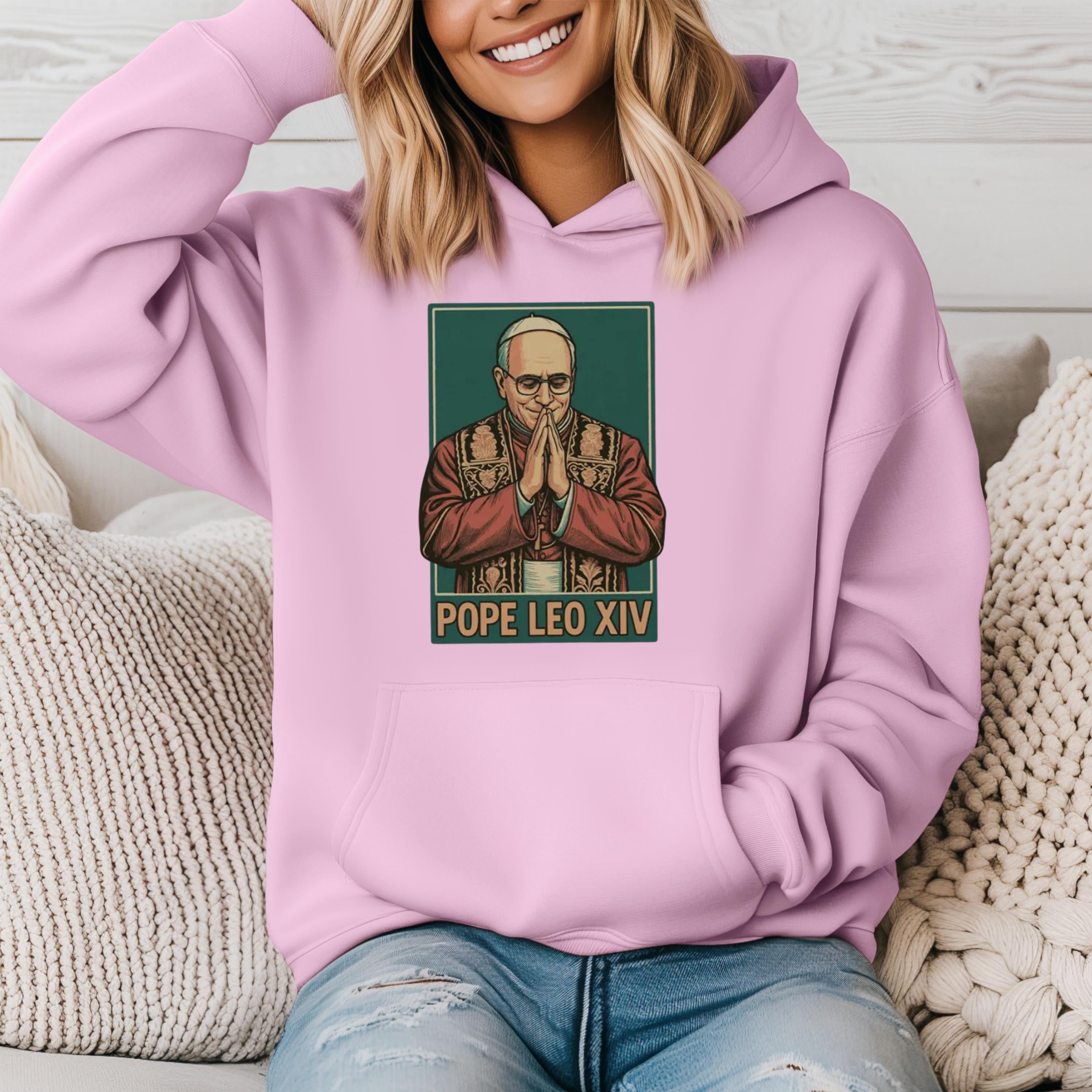 Pope Leo XIV Hoodie Catholic New Pope Tribute Godmother Madrina Gift up ...