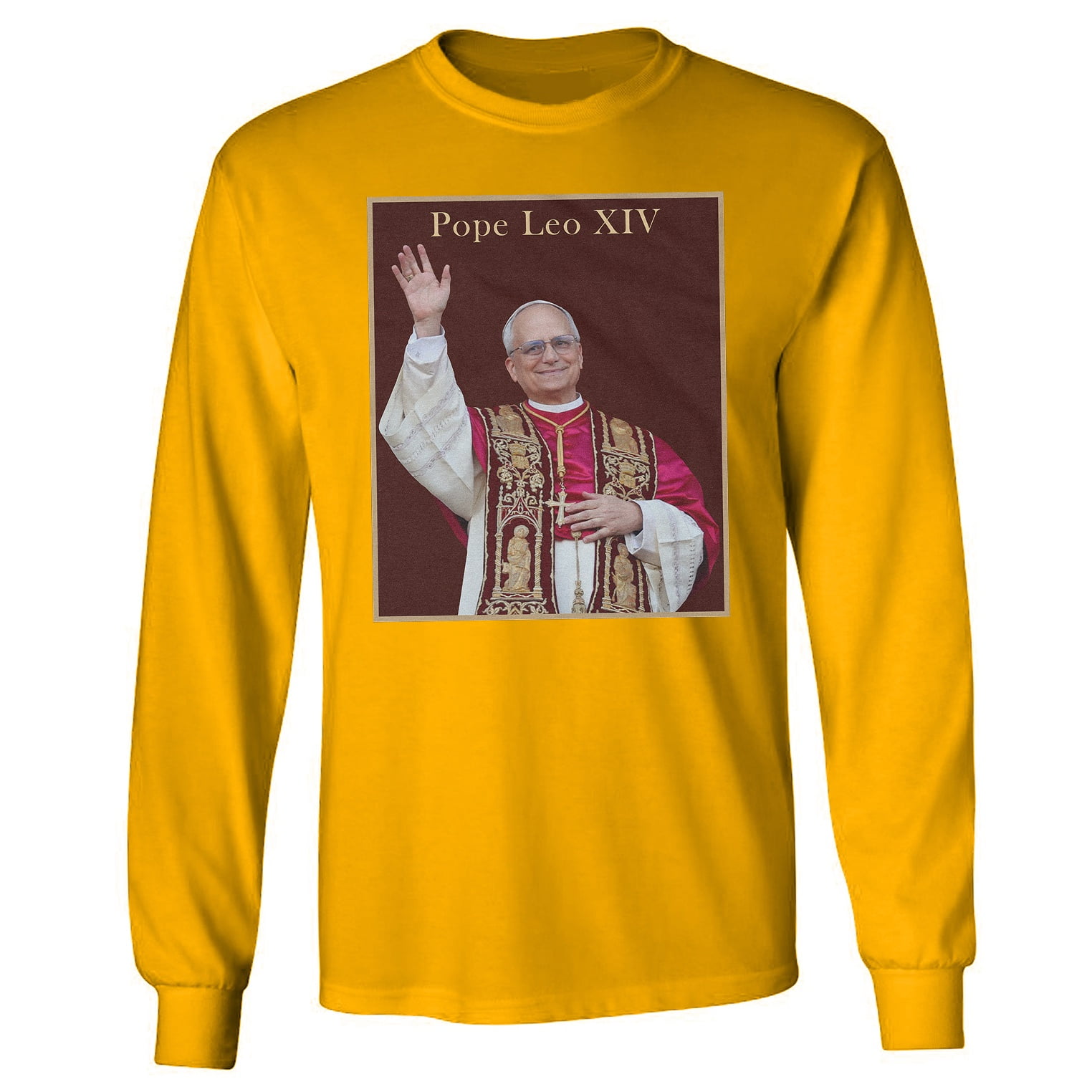 Pope Leo XIV – New Catholic Pope Robert Prevost Long Sleeve T-Shirt (Gold, XX-Large) - Walmart.com