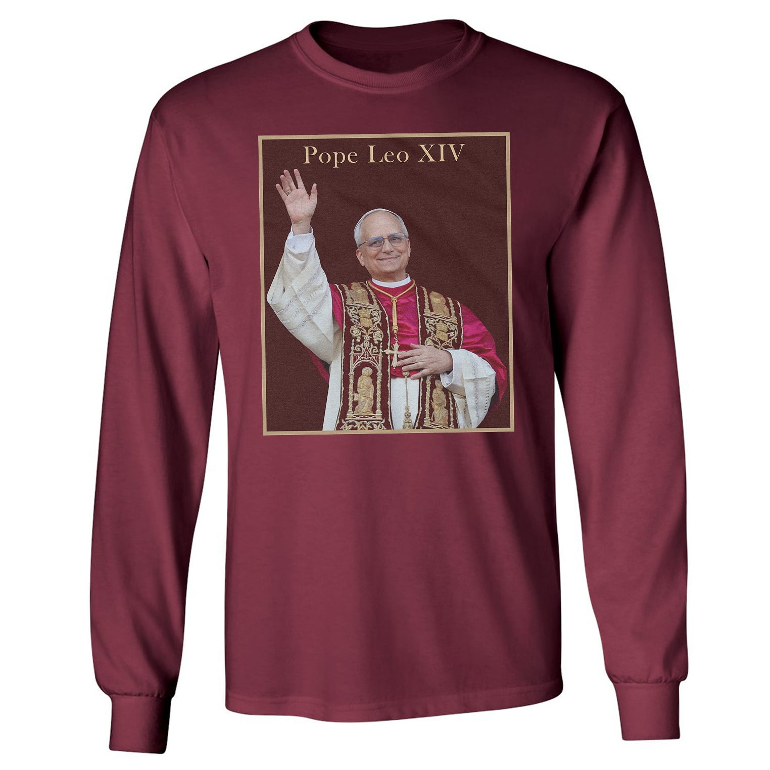Pope Leo XIV – New Catholic Pope Robert Prevost Long Sleeve T-Shirt (Maroon, Small) - Walmart.com