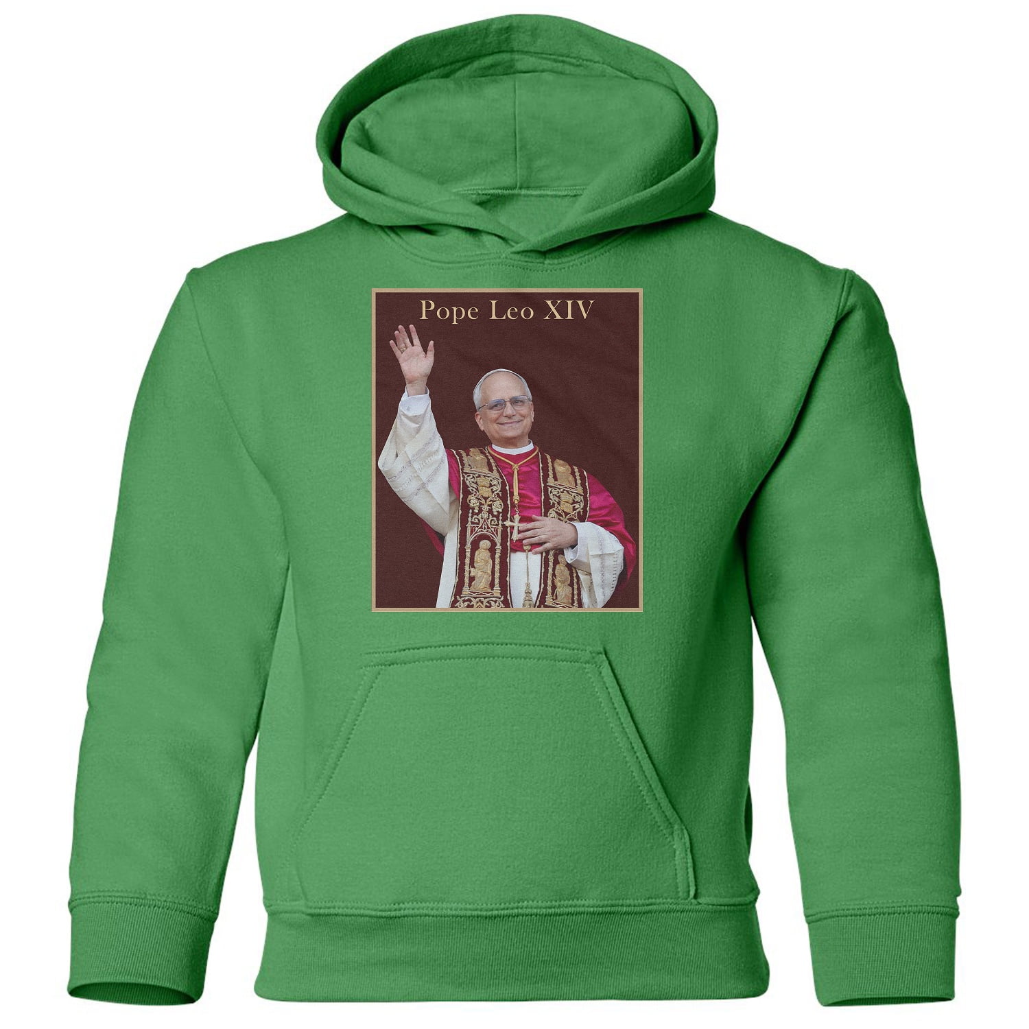 Pope Leo XIV – New Catholic Pope Robert Prevost Youth Hooded Sweatshirt (Green, Youth Small ...