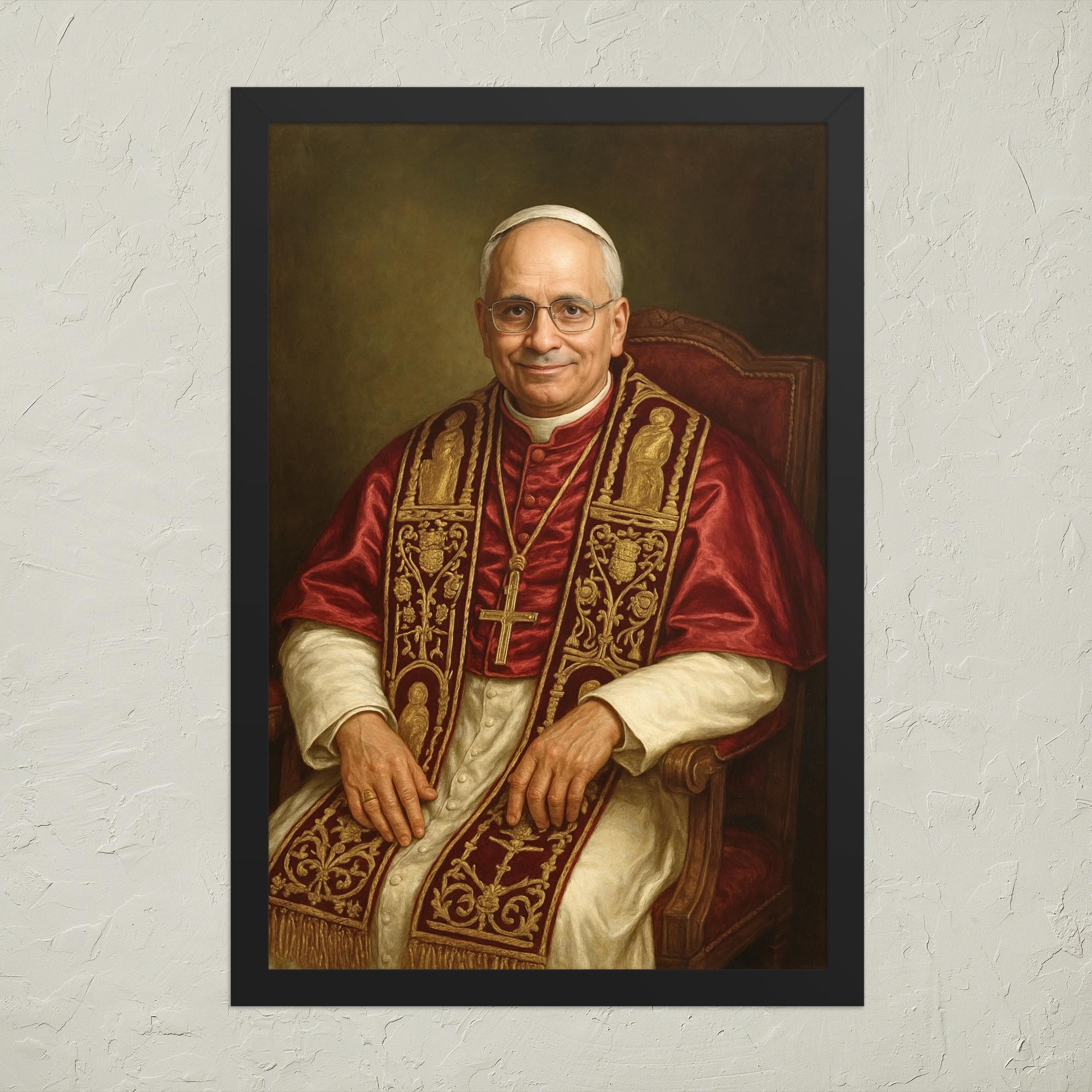Pope Leo XIV Portrait Print, Seated Papal Painting of Cardinal Robert ...