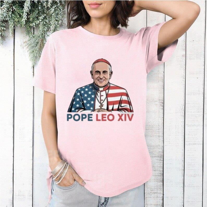 Pope Leo XIV Robert Francis Prevost USA Flag 267th Pope Tribute T-Shirt, for men & women, up to ...