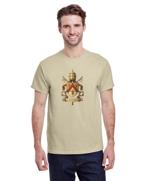 Pope Leo XIV T-Shirt Papal Tiara Keys Crest Catholic Church Apparel up ...