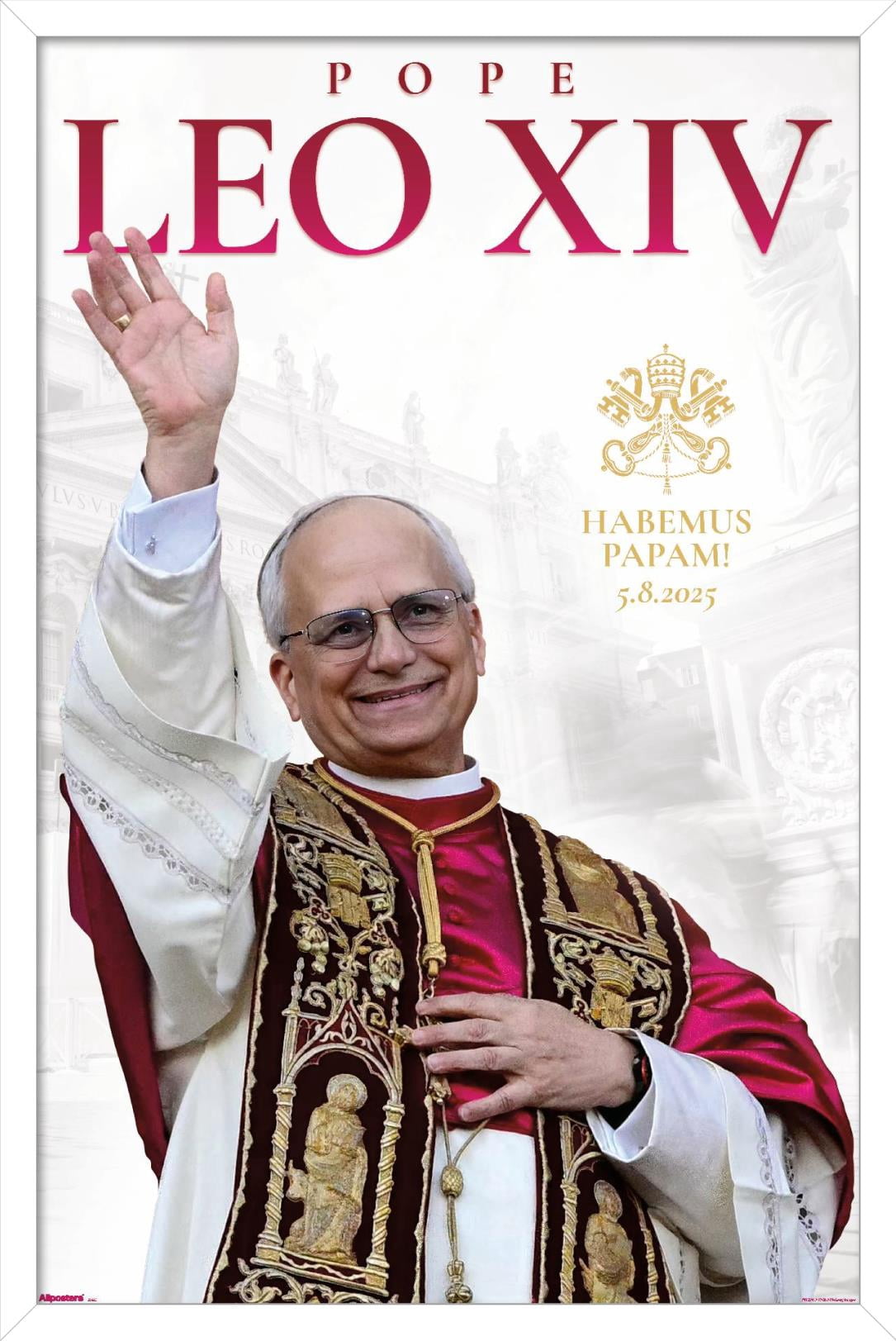 Pope Leo XIV Wall Poster, 14.725" x 22.375" Framed - Walmart.com