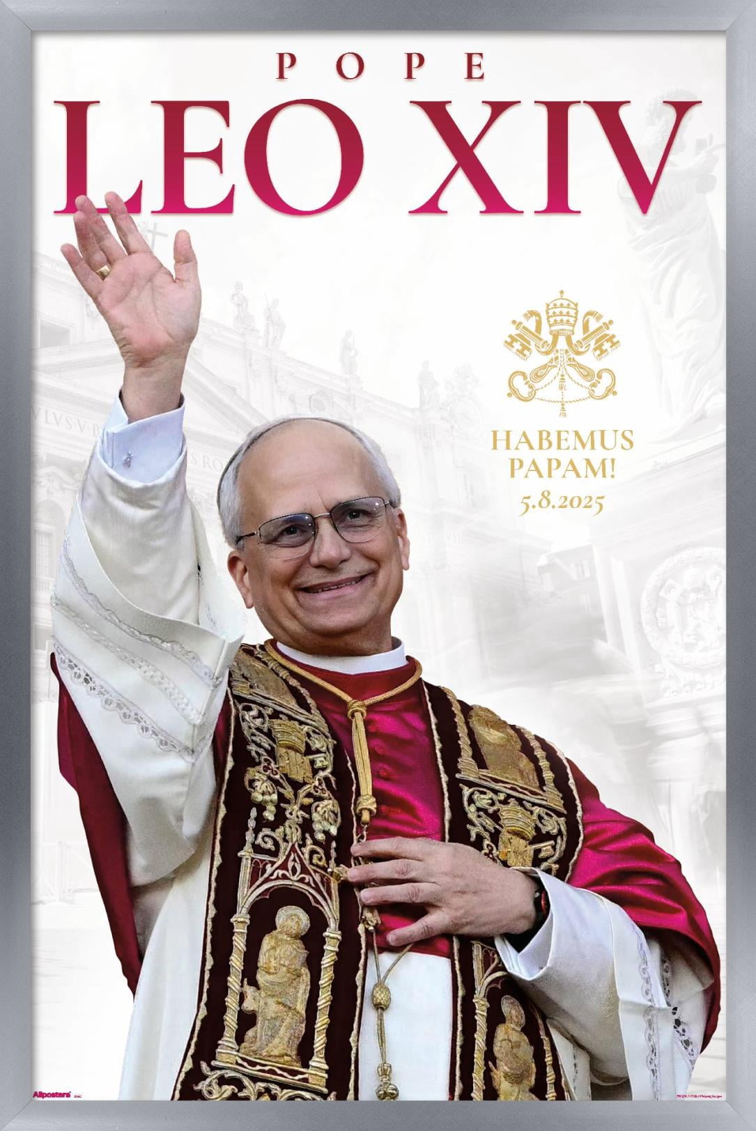 Pope Leo XIV Wall Poster, 14.725" x 22.375" Framed - Walmart.com