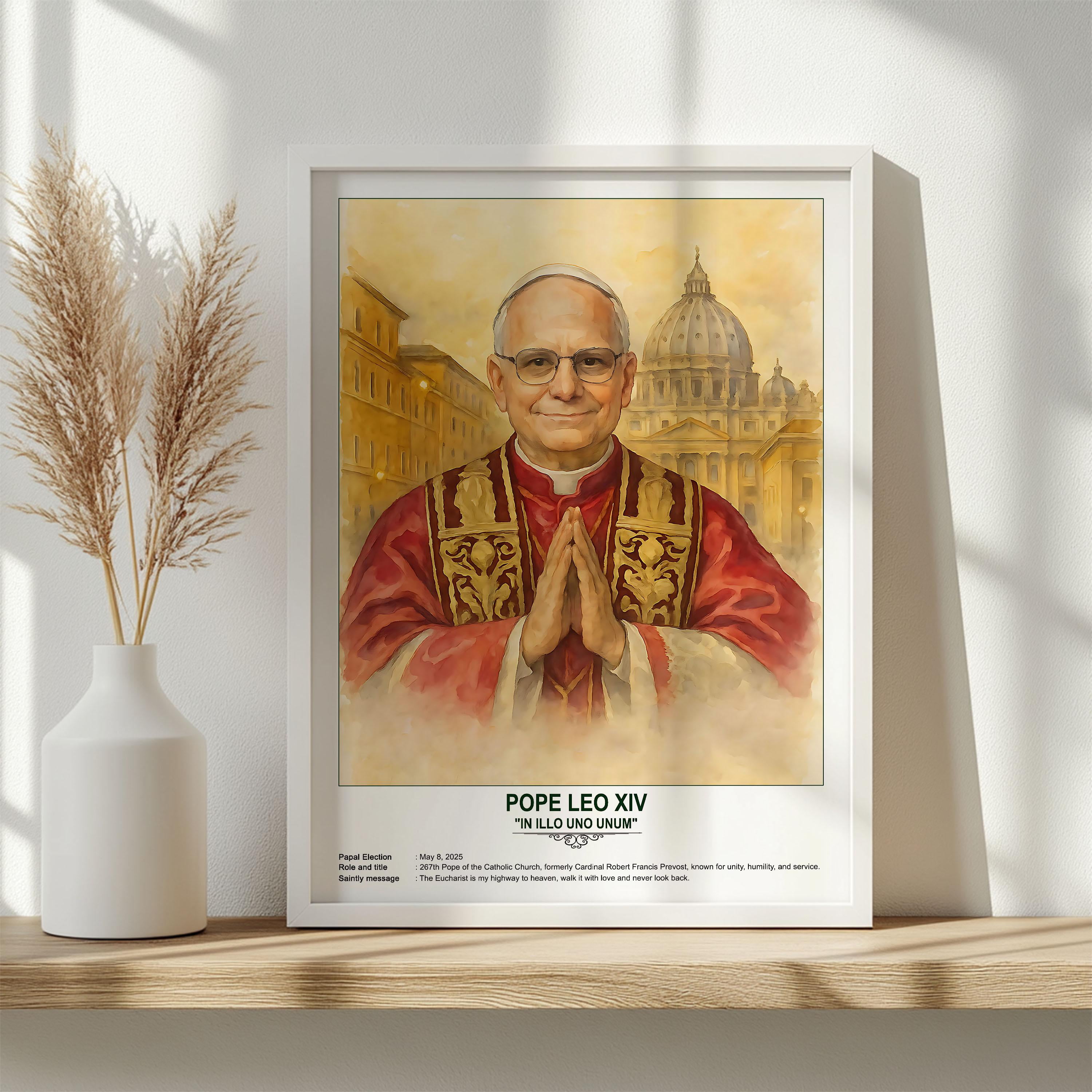 Pope Leo XIV Watercolor Art Print, Christian Religious Poster Decor ...