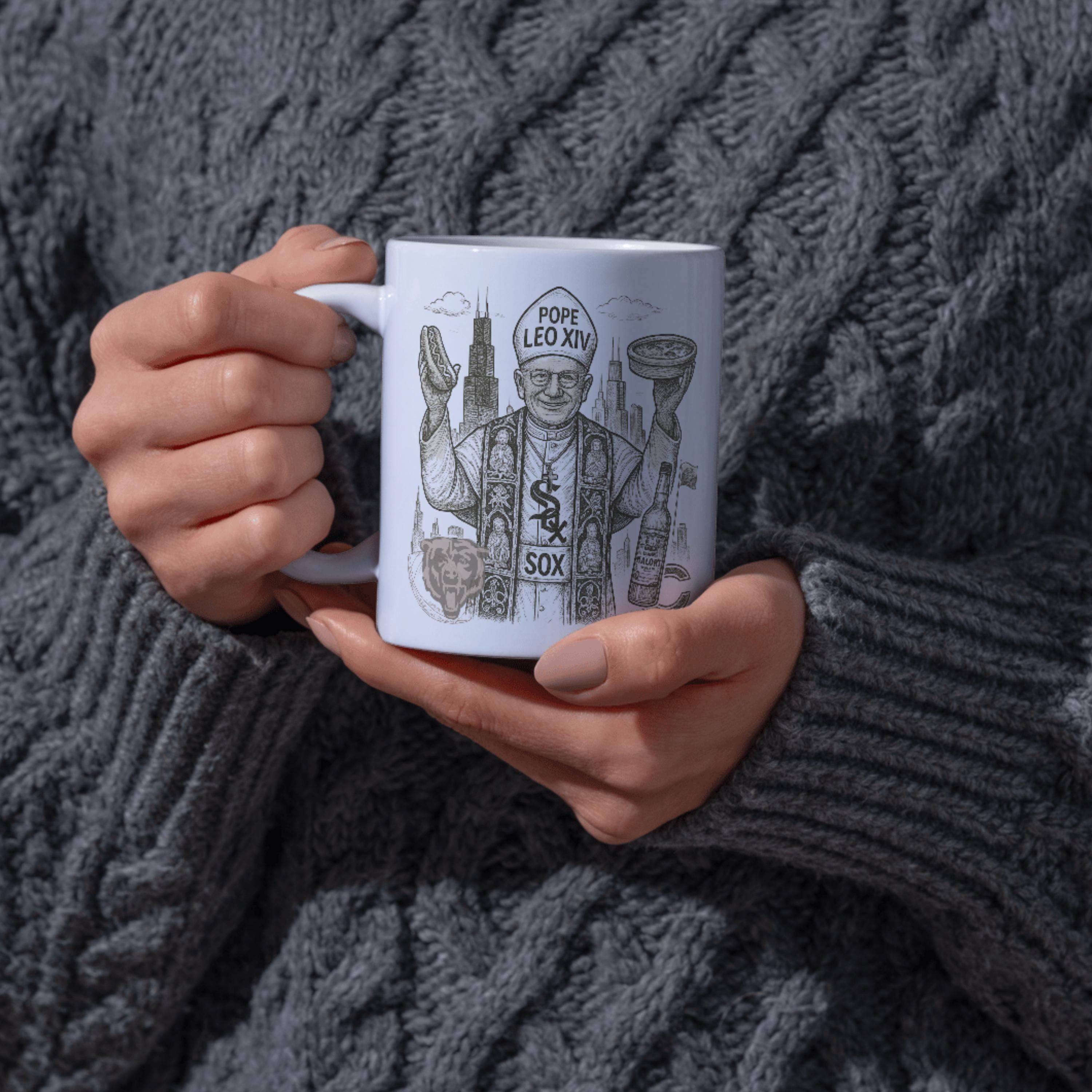 Pope Leo XIV White Ceramic Mug, Chicago American Pope Coffee Cups ...