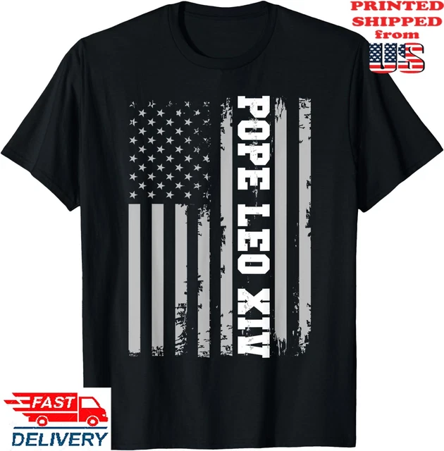 Pope Leo Xiv 14Th First American Pope Usa Flag Vintage T-Shirt, Unisex ...
