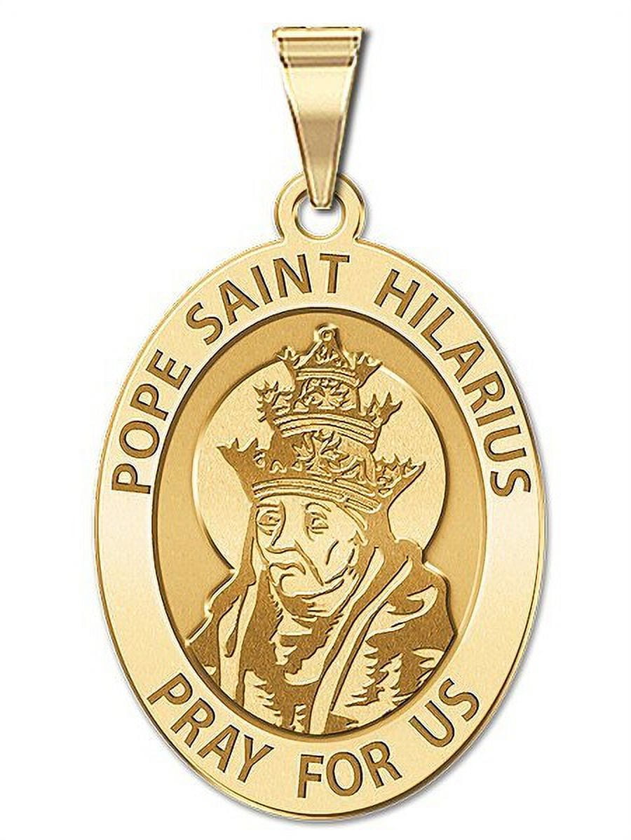 Pope Saint Hilarius Oval Religious Medal - 2/3 Inch X 3/4 Inch - Solid ...