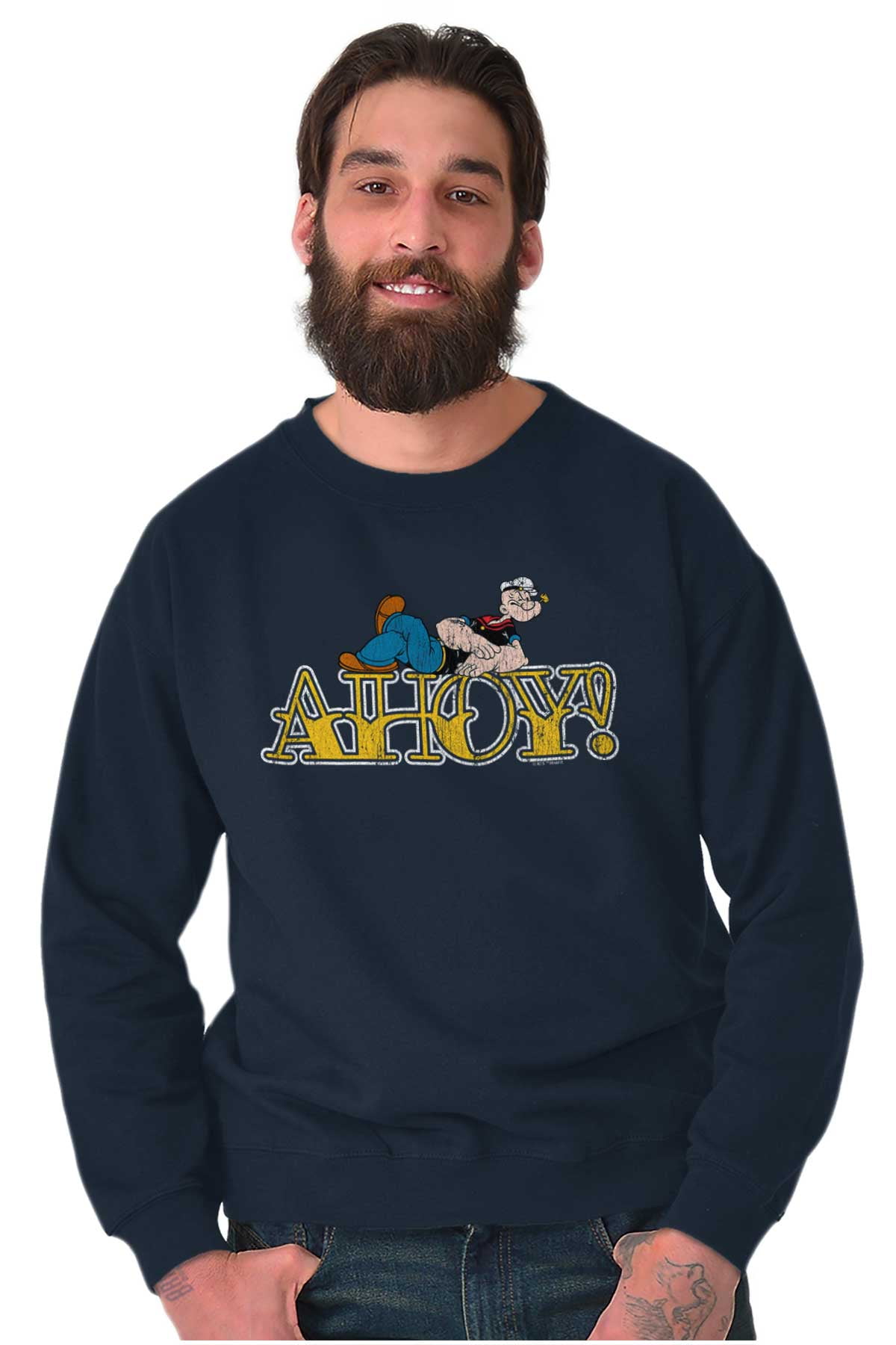Popeye Ahoy Traditional Tattoo Font Sweatshirt for Men or Women Brisco ...