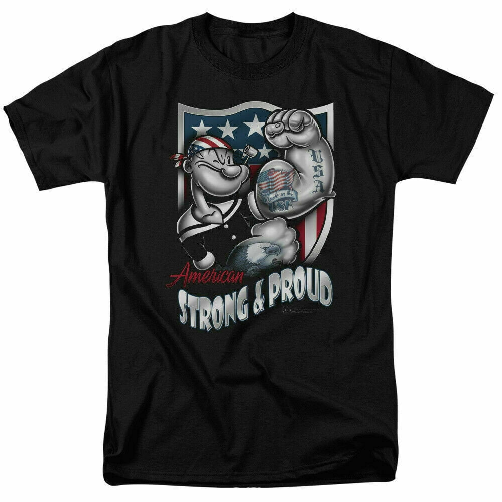 Popeye American Strong and Proud T Shirt Licensed Comic Cartoon Tee ...