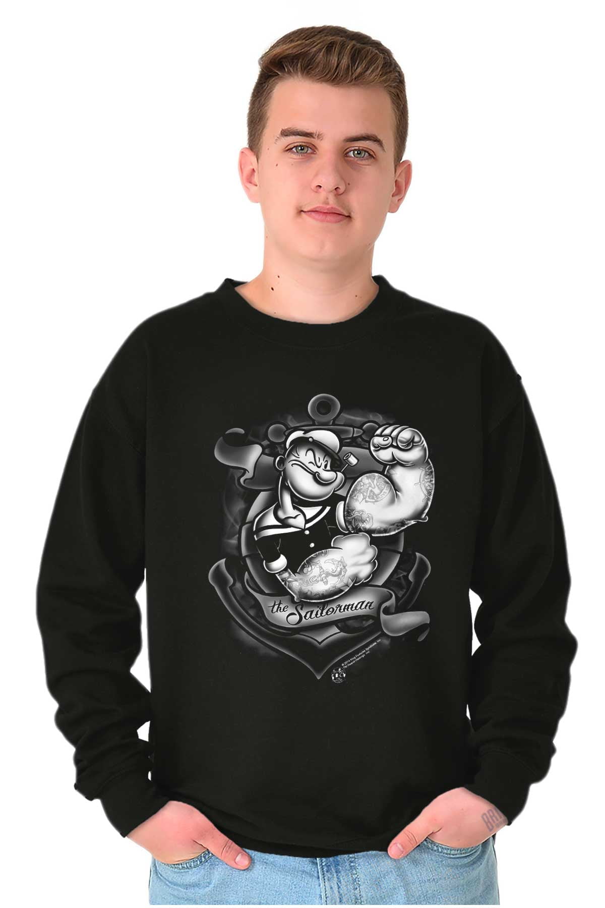 Popeye Anchor Tattoo Muscle Flex Sweatshirt for Men or Women Brisco ...