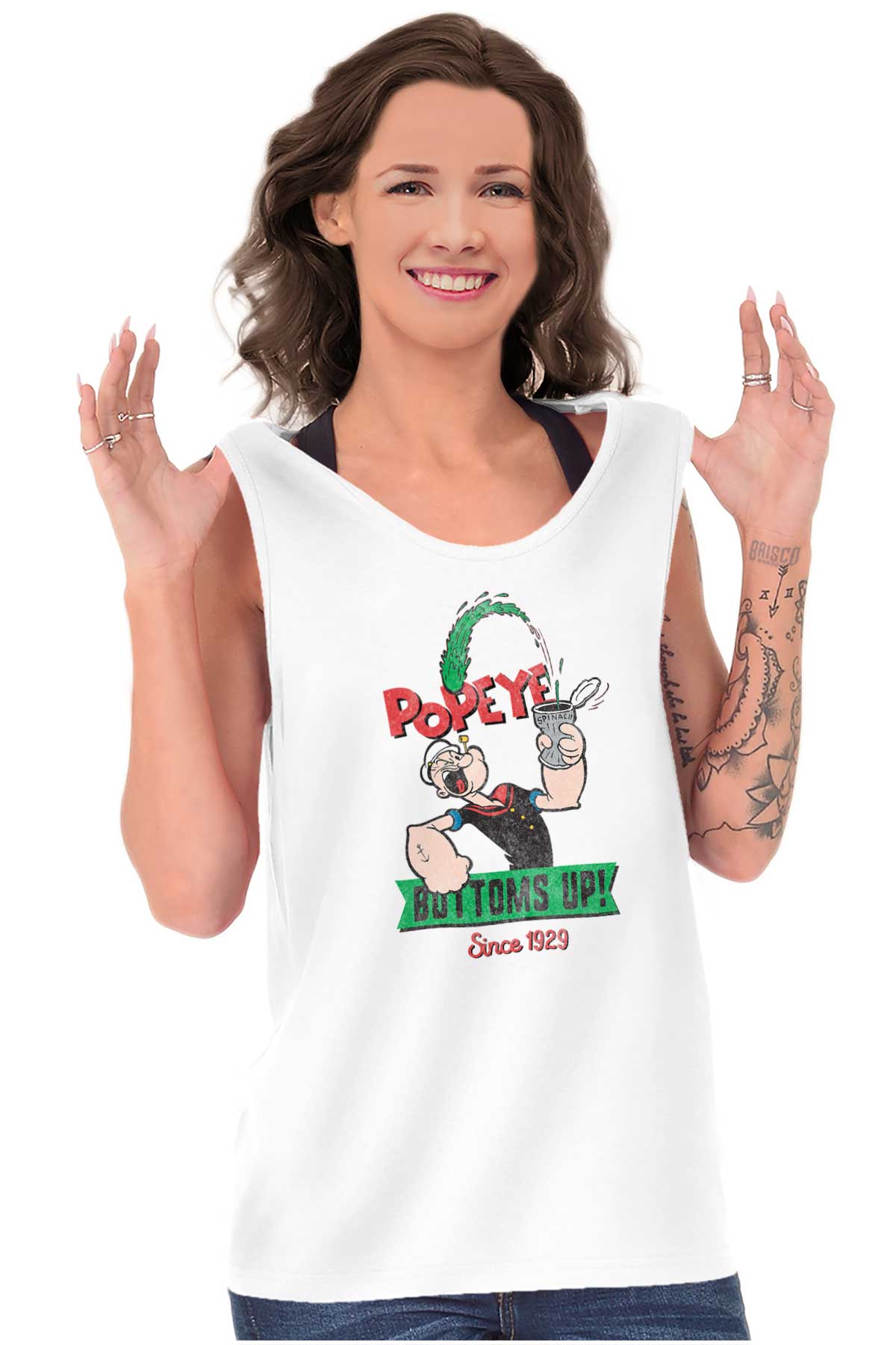 Popeye Bottoms Up Since 1929 Funny Tank Top T Shirts Men Women Brisco ...