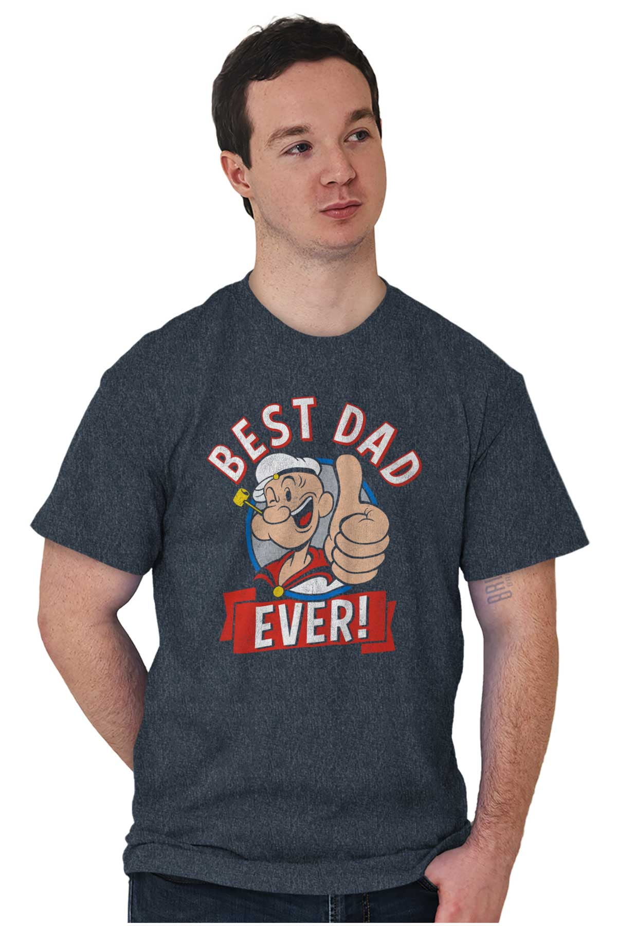 Popeye Cartoon Best Dad Ever Father Men's Big & Tall Crewneck Graphic ...