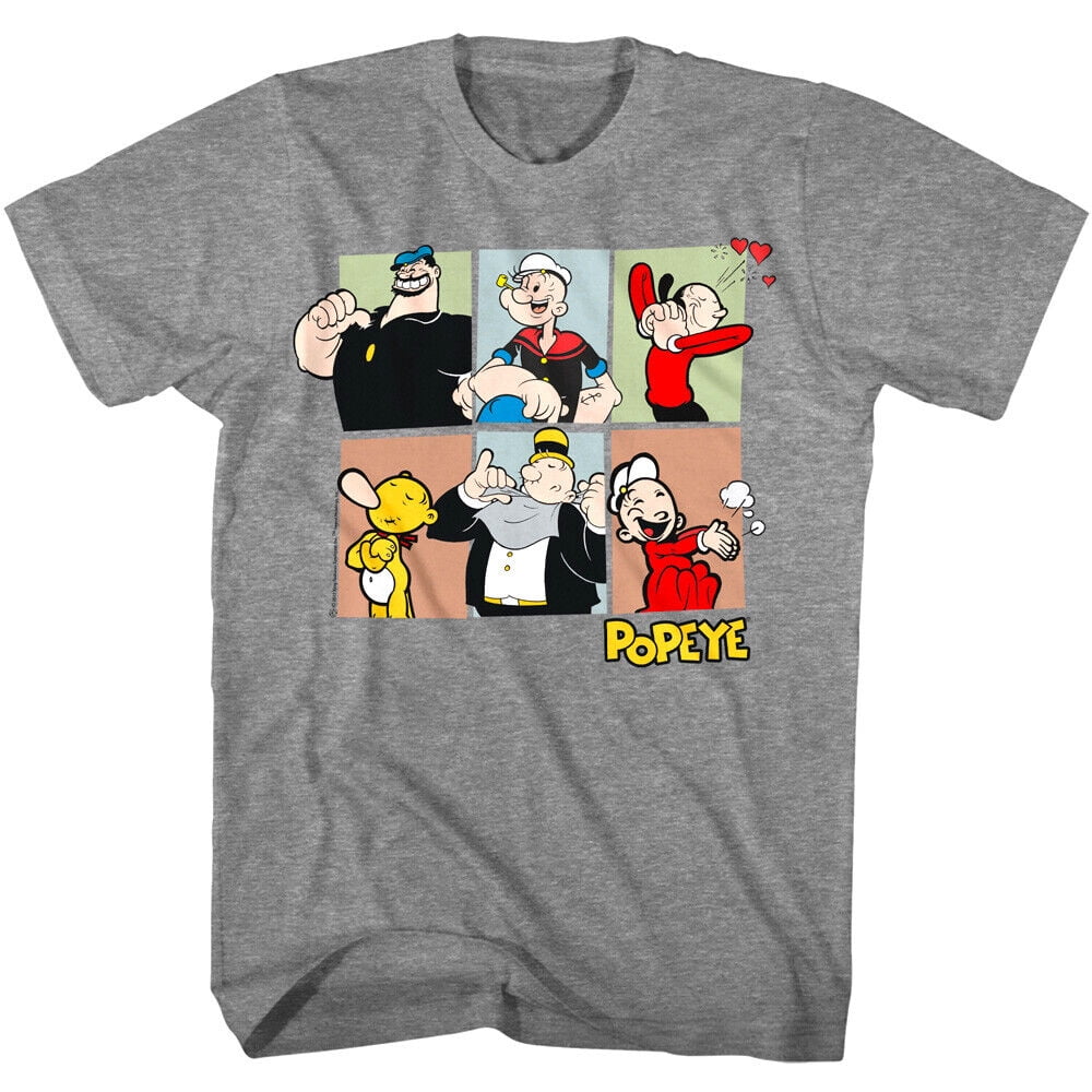 Popeye Cartoon Characters Collage T-Shirt Bluto Olive Wellington Wimpy ...