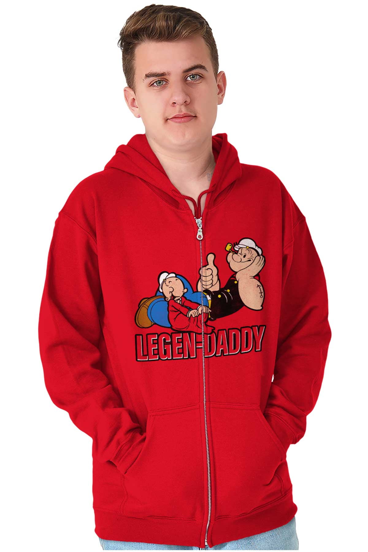 Popeye Father Cartoon Legendary Daddy Men Big & Tall Zip Hoodie Brisco ...