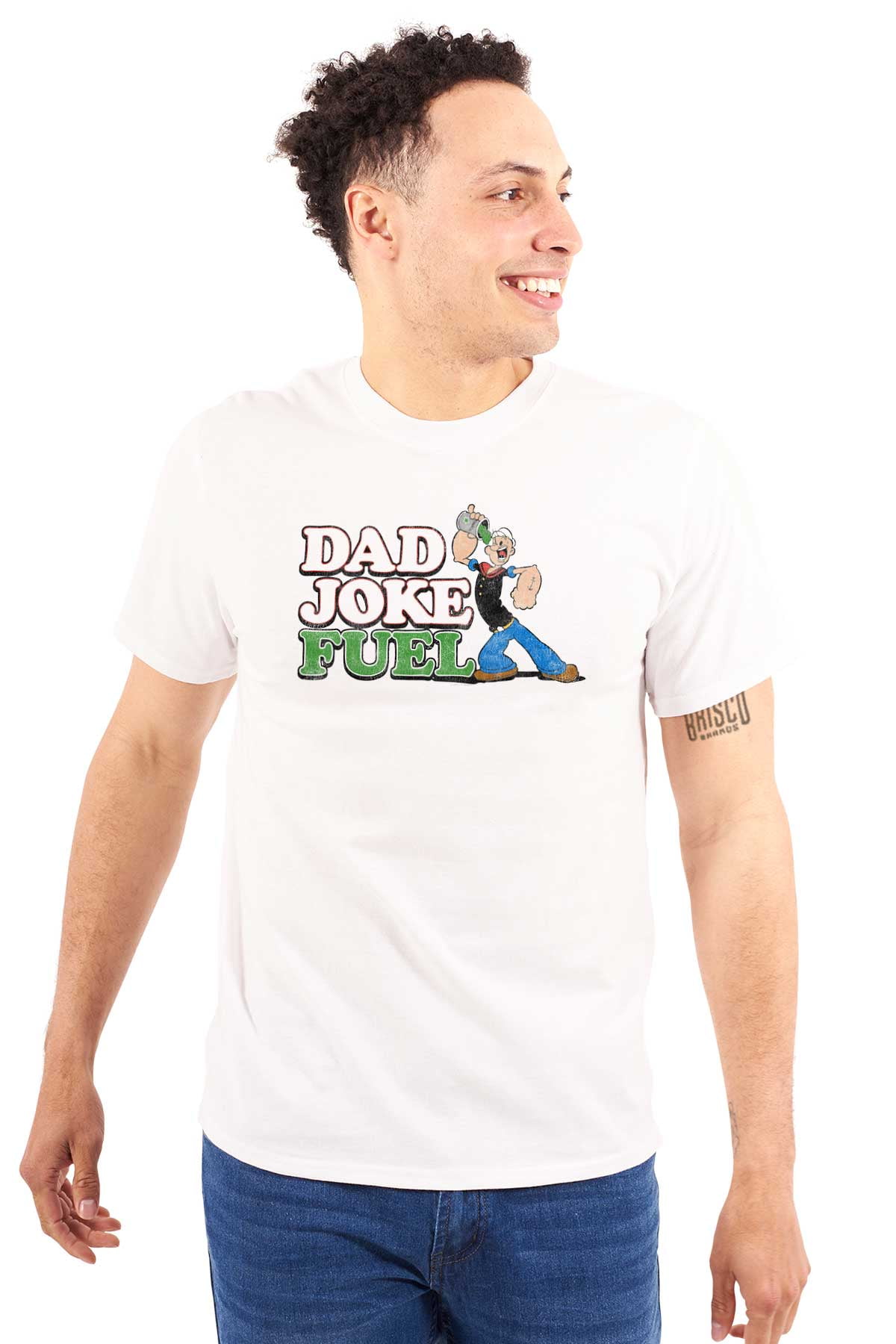 Popeye Cartoon Spinach Dad Joke Fuel Men's Big & Tall Crewneck Graphic ...