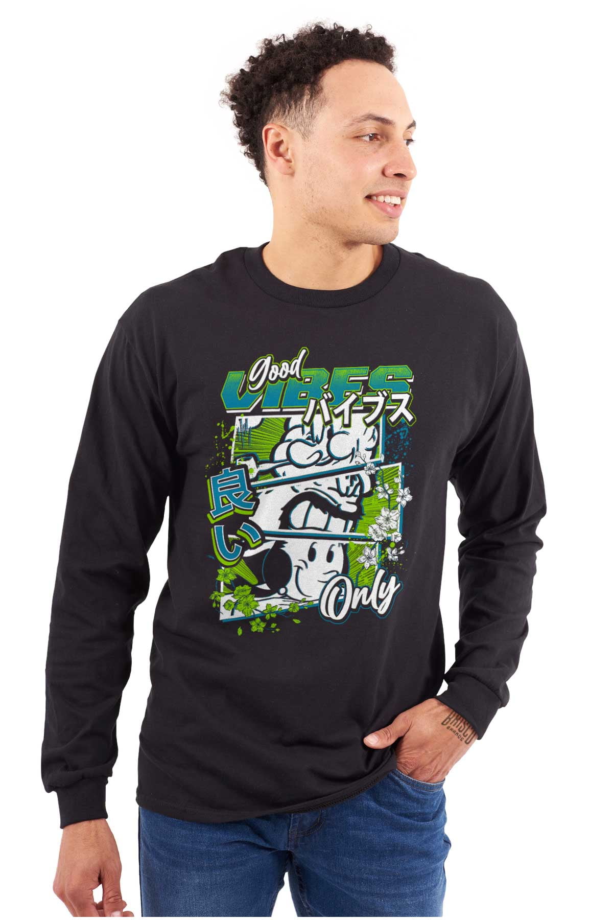 Popeye Characters Kanji Comic Panel Men Big & Tall Long Sleeve Tee ...