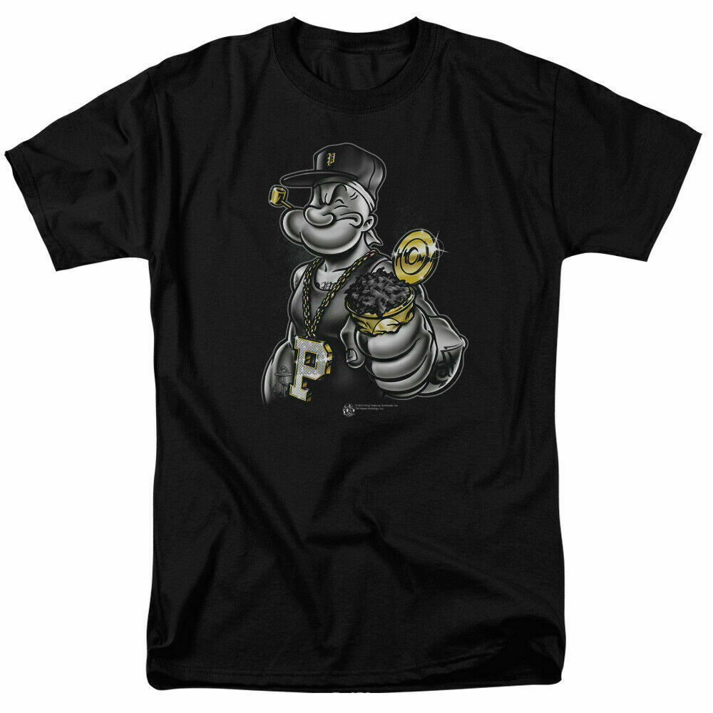Popeye Get More Spinach T Shirt Licensed Comic Cartoon Tee Black ...