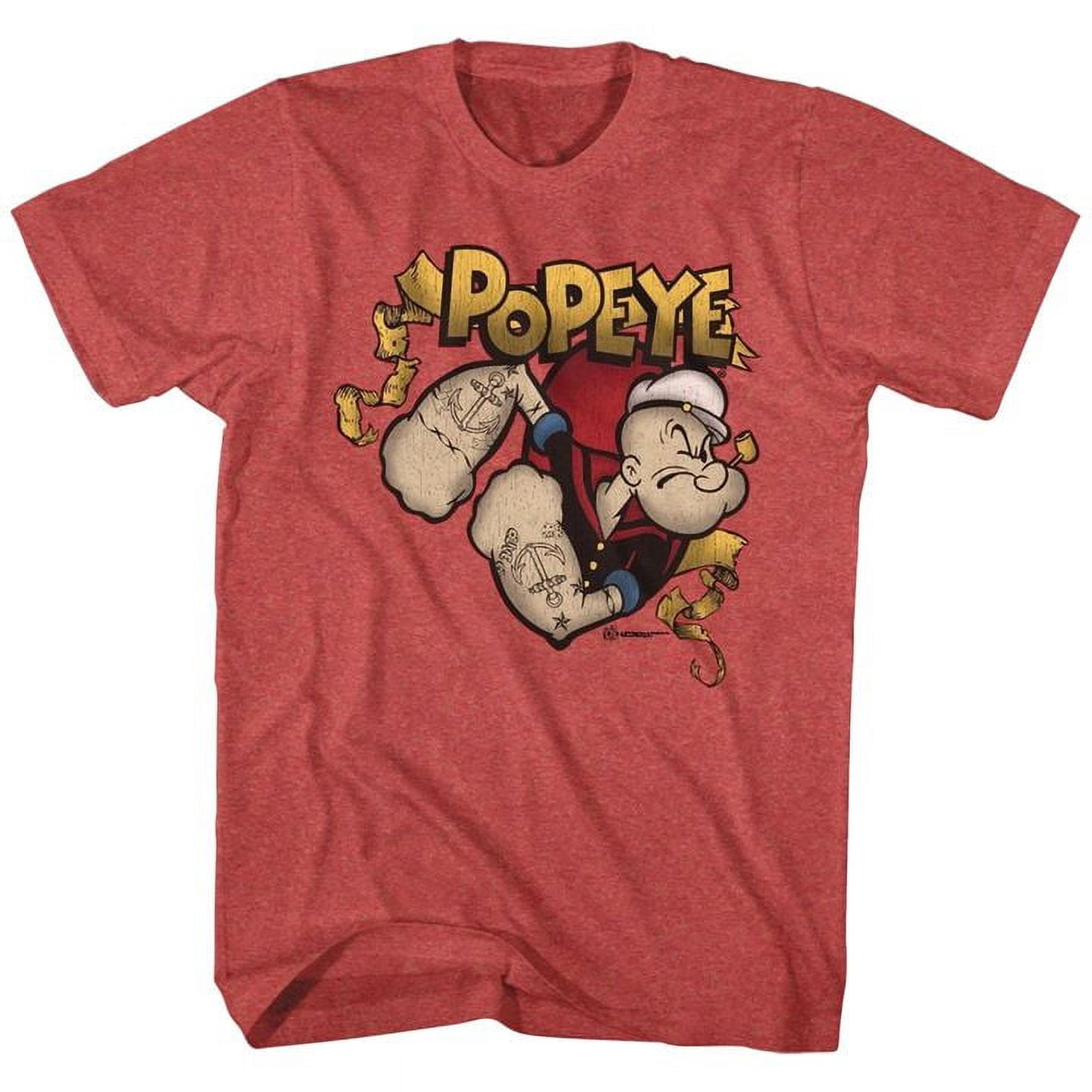Popeye Gold Banner Red Heather Adult T-Shirt 5Xl - Walmart.com