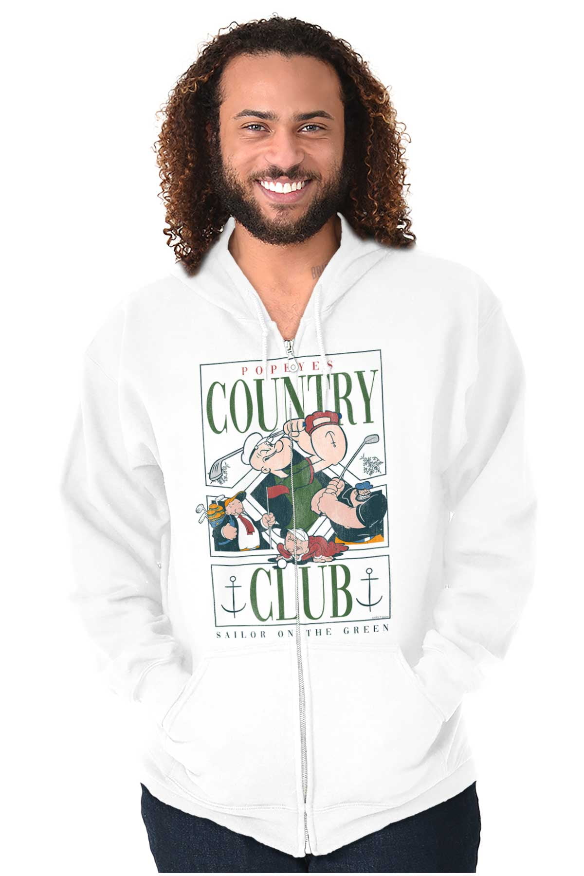 Popeye Golf Country Club Cartoon Unisex Plus Size Zip Hoodie Brisco ...
